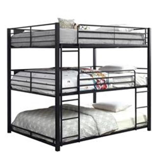 79 x 57 x 79 in. Industrial Style Queen Triple Decker Bunk Bed with ...