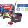 79349 Spin Mop Cleaning System with 3 Microfiber Heads, Red/GRAY,Red ...