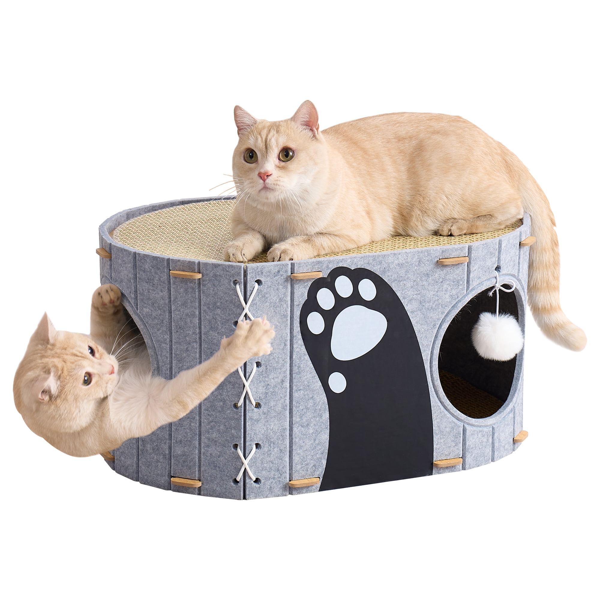 797Audio Cat House for Indoor Cats, 23" x 15" x 12" Large Felt Covered ...