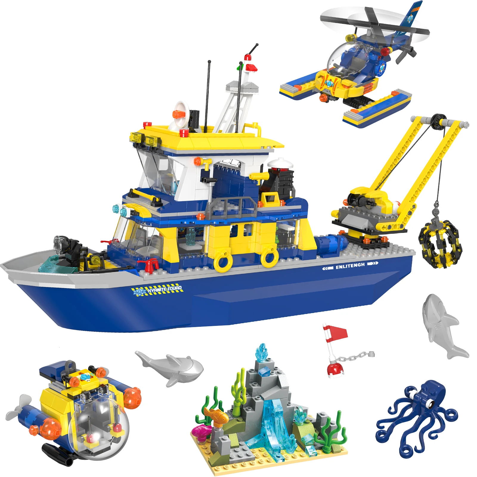 797pcs City Ocean Exploration Sea Ship Set Building Blocks Kit Marine ...