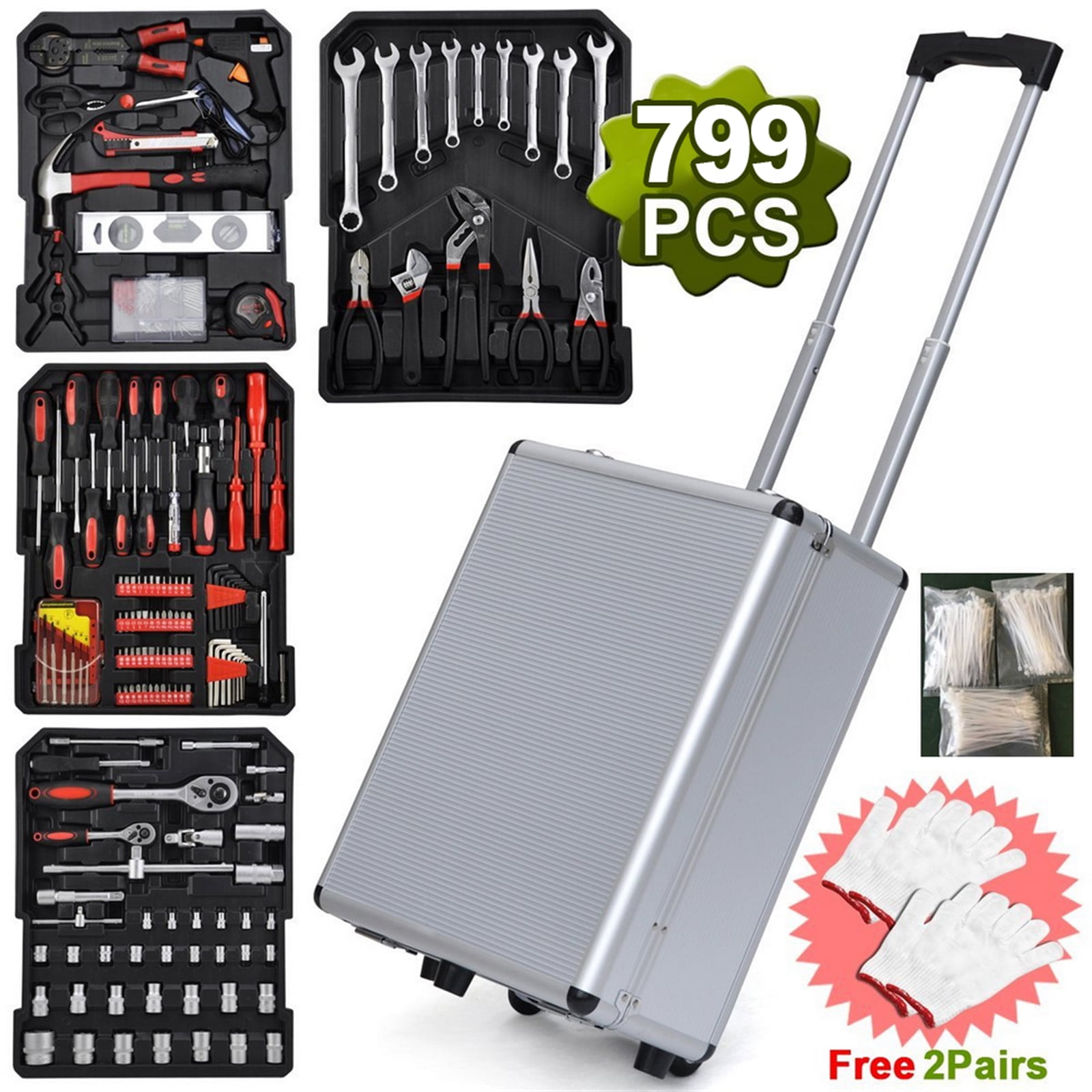 SEVENTH 799pc Aluminum Trolley Case Tool Set, Home Repair & Car ...