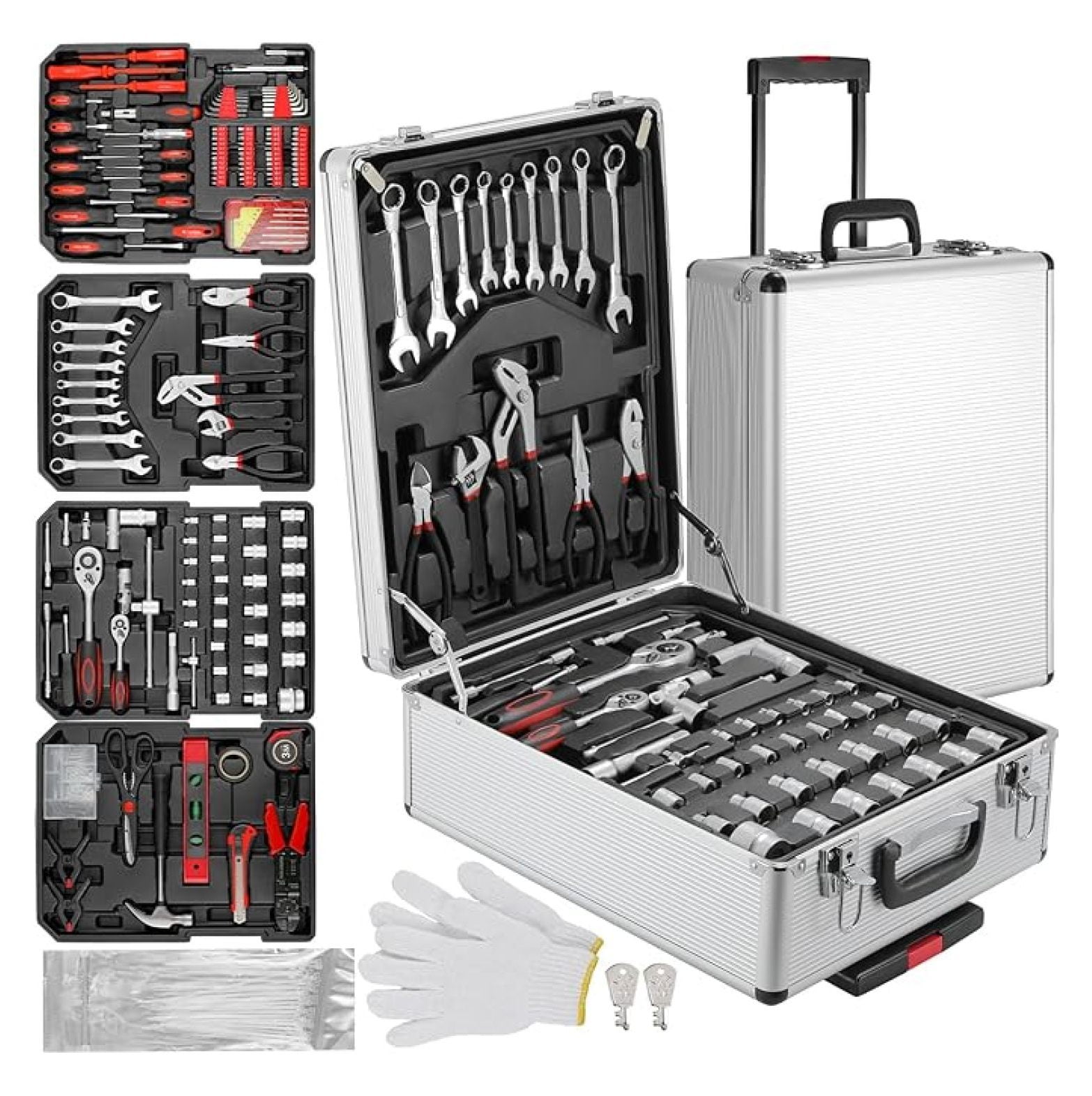 799pcs Mechanic Tool Set with Aluminum Trolley Case,Home Repair Tool ...