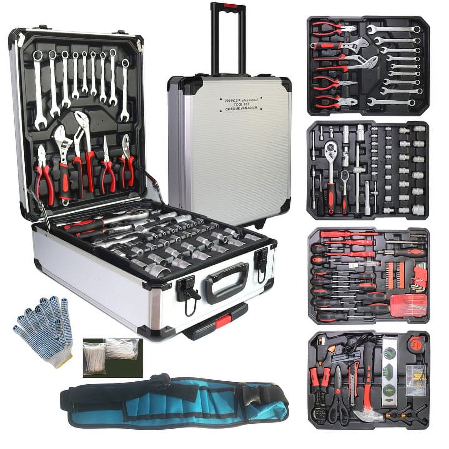 799pcs Tool Set, Aluminum Trolley Case Tool Set, House Repair Kit Set ...