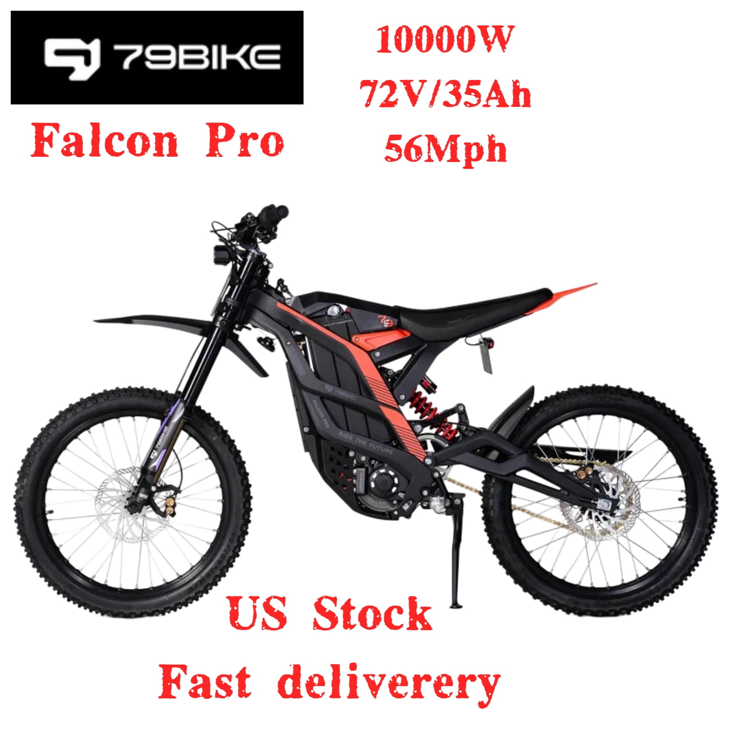 79BIKE Falcon Pro Adult Off-Road Electric Dirt Bike,10000W Motor,56 MPH ...