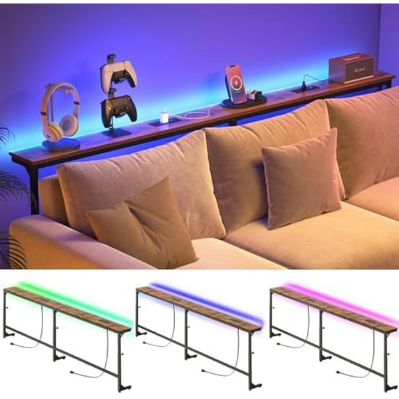 79in Behind Couch Table Adjustable Height Sofa Table with Charge ...