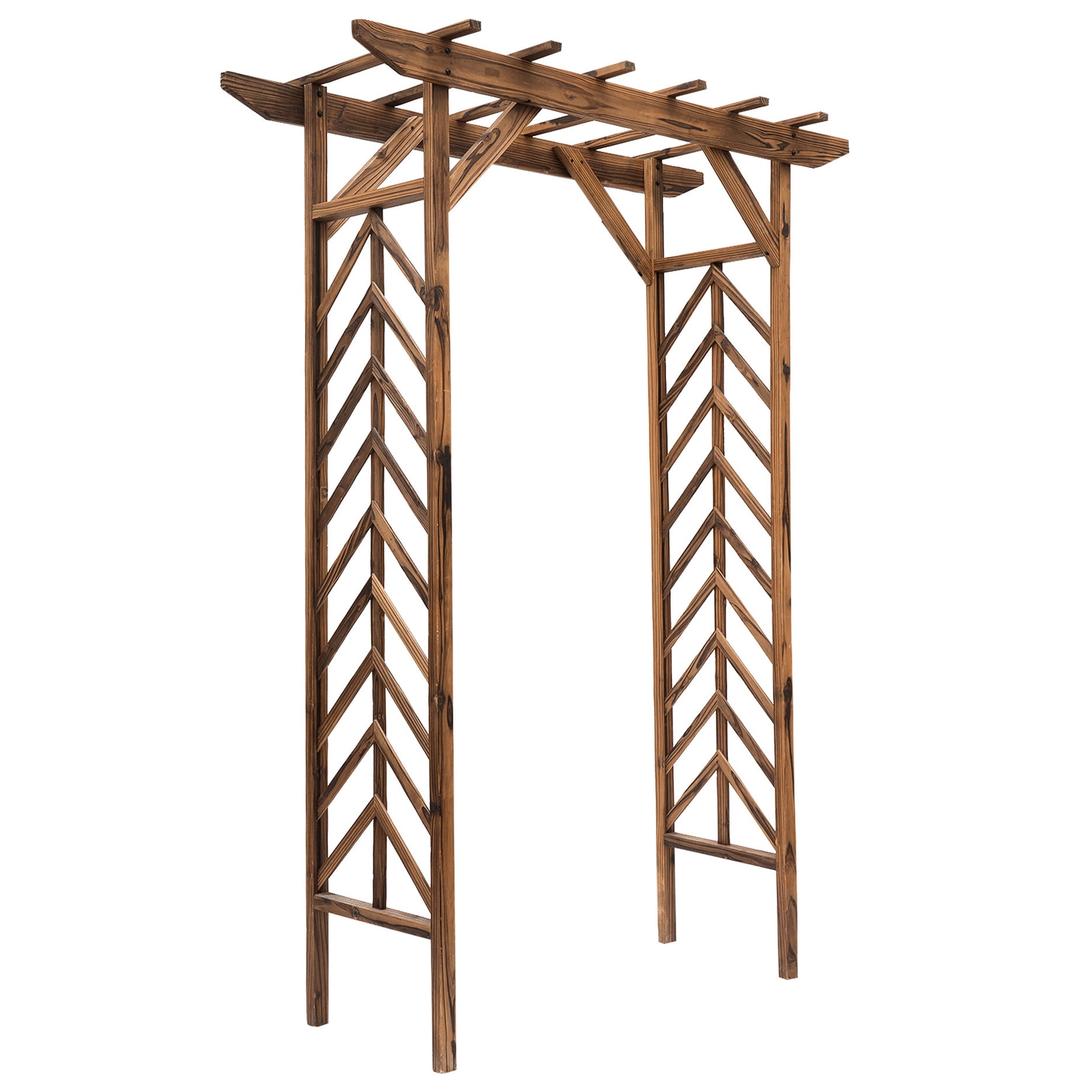 79in Brown Garden Arbor with Pergola Top | Attracts Vines, Sanded ...