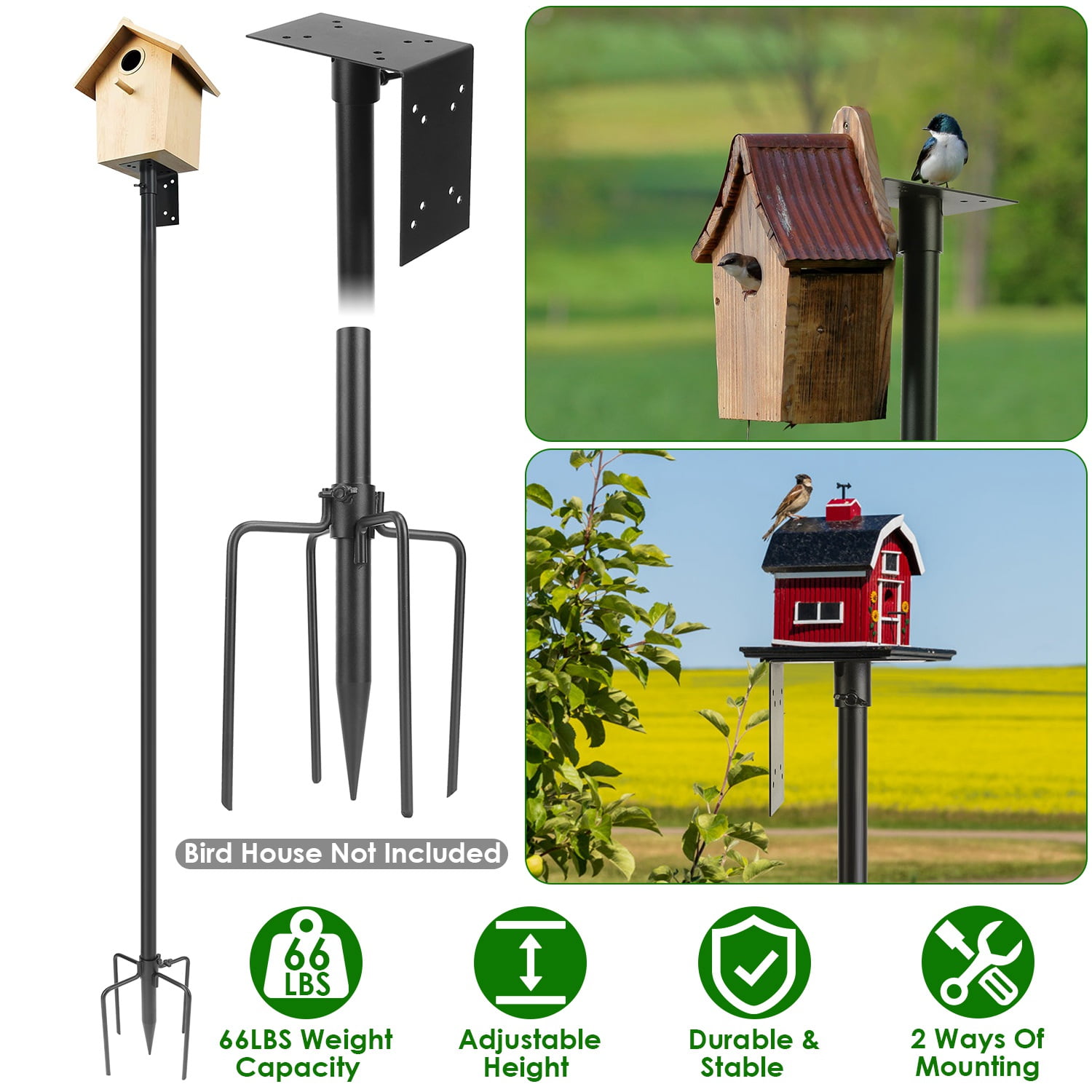 79in Heavy Duty Bird House Pole Kit, Outdoor Universal Mounting Kit for ...