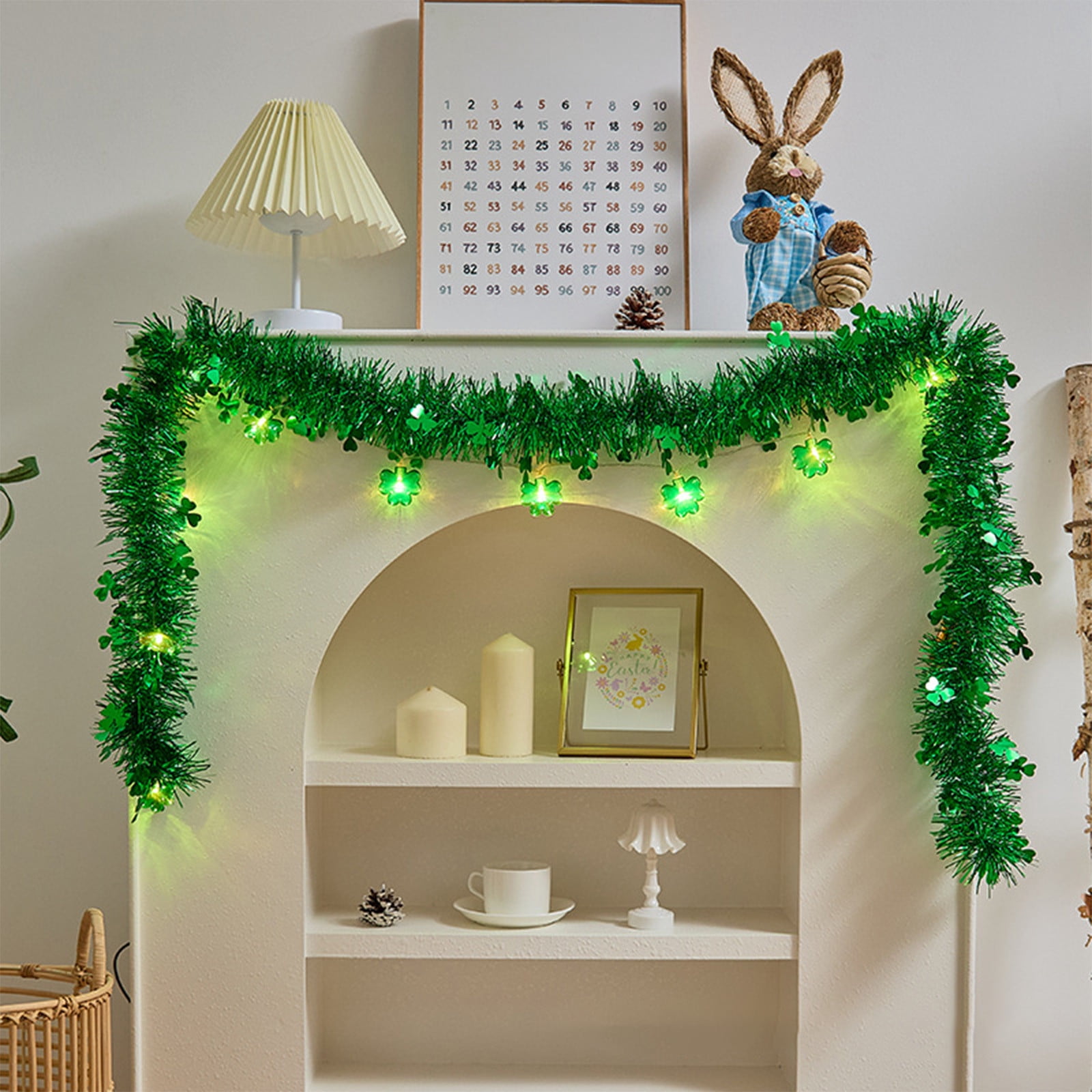 79in St. Patrick's Day Shamrock LED String Lights - USB Powered Green ...