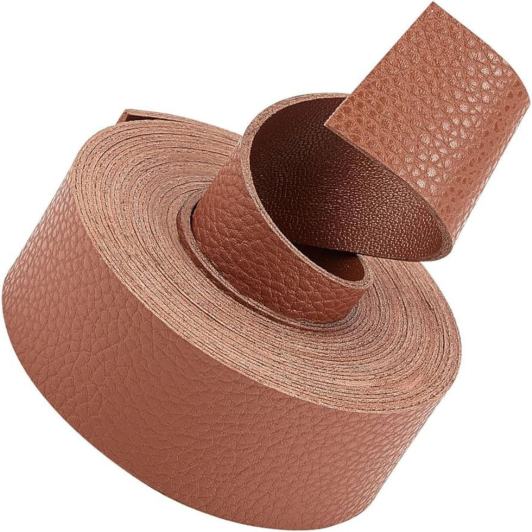 79inch Long Brown Leather Strip Double Sided Leather Strap Lychee ...