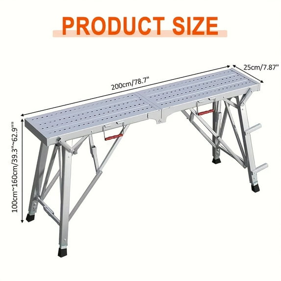 79x10-Inch Adjustable Work Platform, 800lb Capacity Steel Scaffolding ...