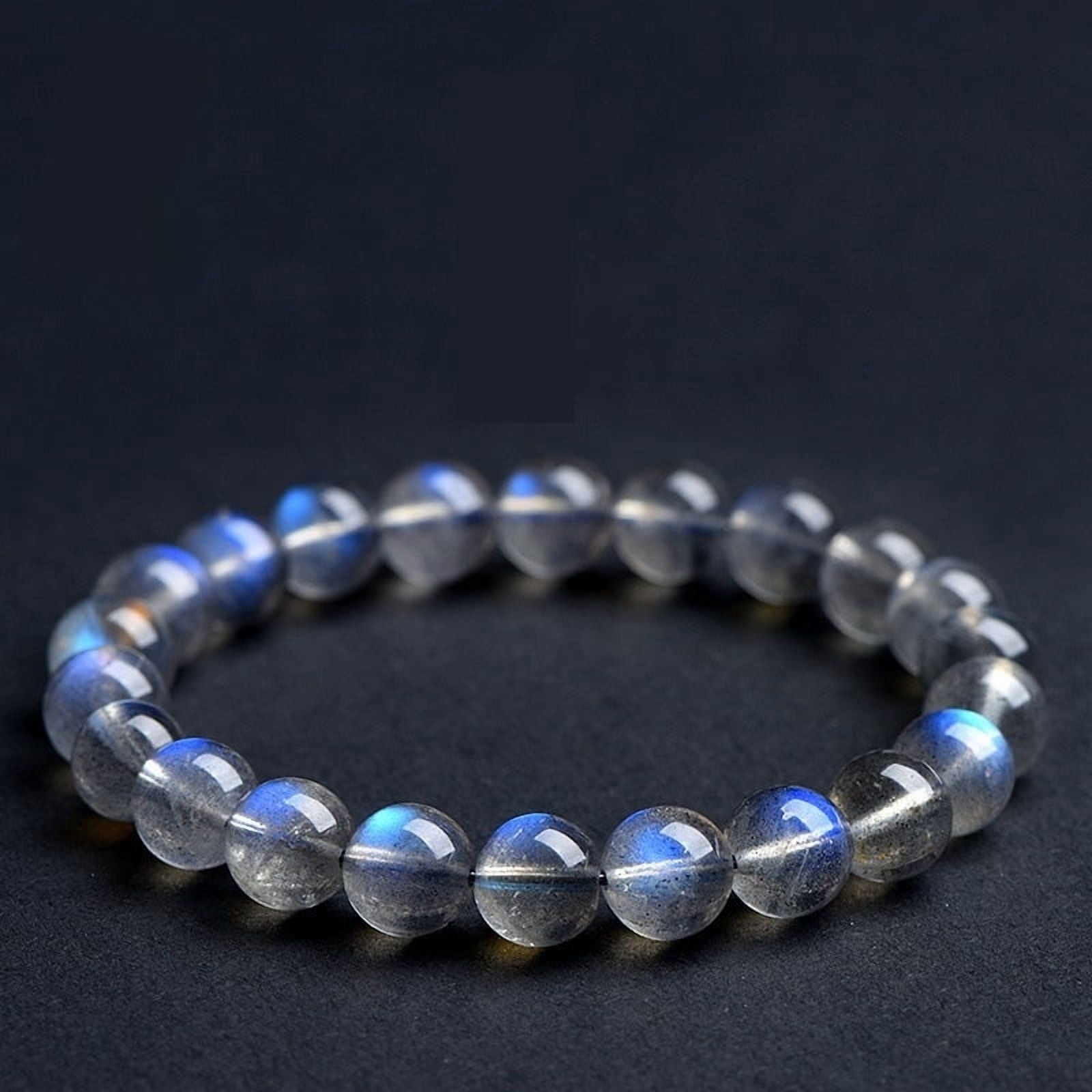 7A Level Natural Gray Moonstone Blue Light Ball Bracelet - Walmart.com