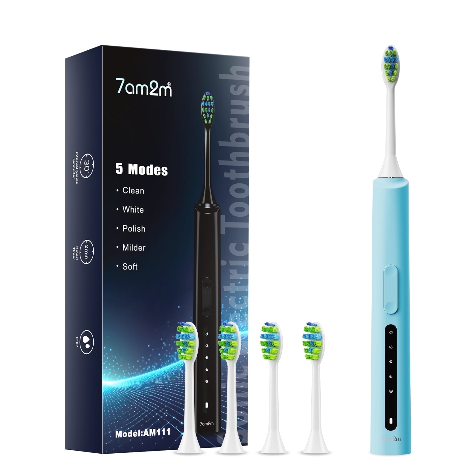 7AM2M Sonic Electric Toothbrush, High Power Rechargeable Toothbrushes ...