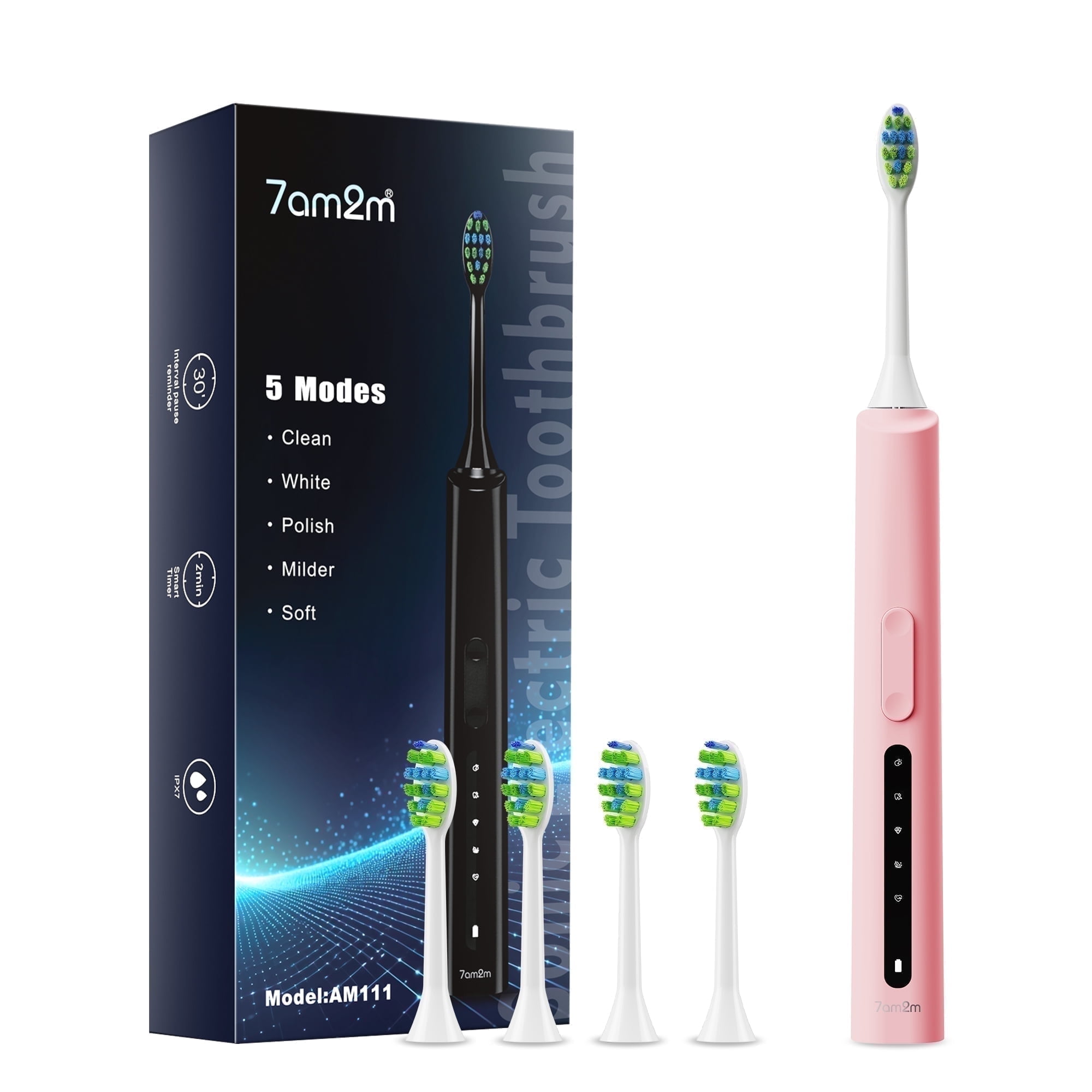 7AM2M Sonic Electric Toothbrush, High Power Rechargeable Toothbrushes ...