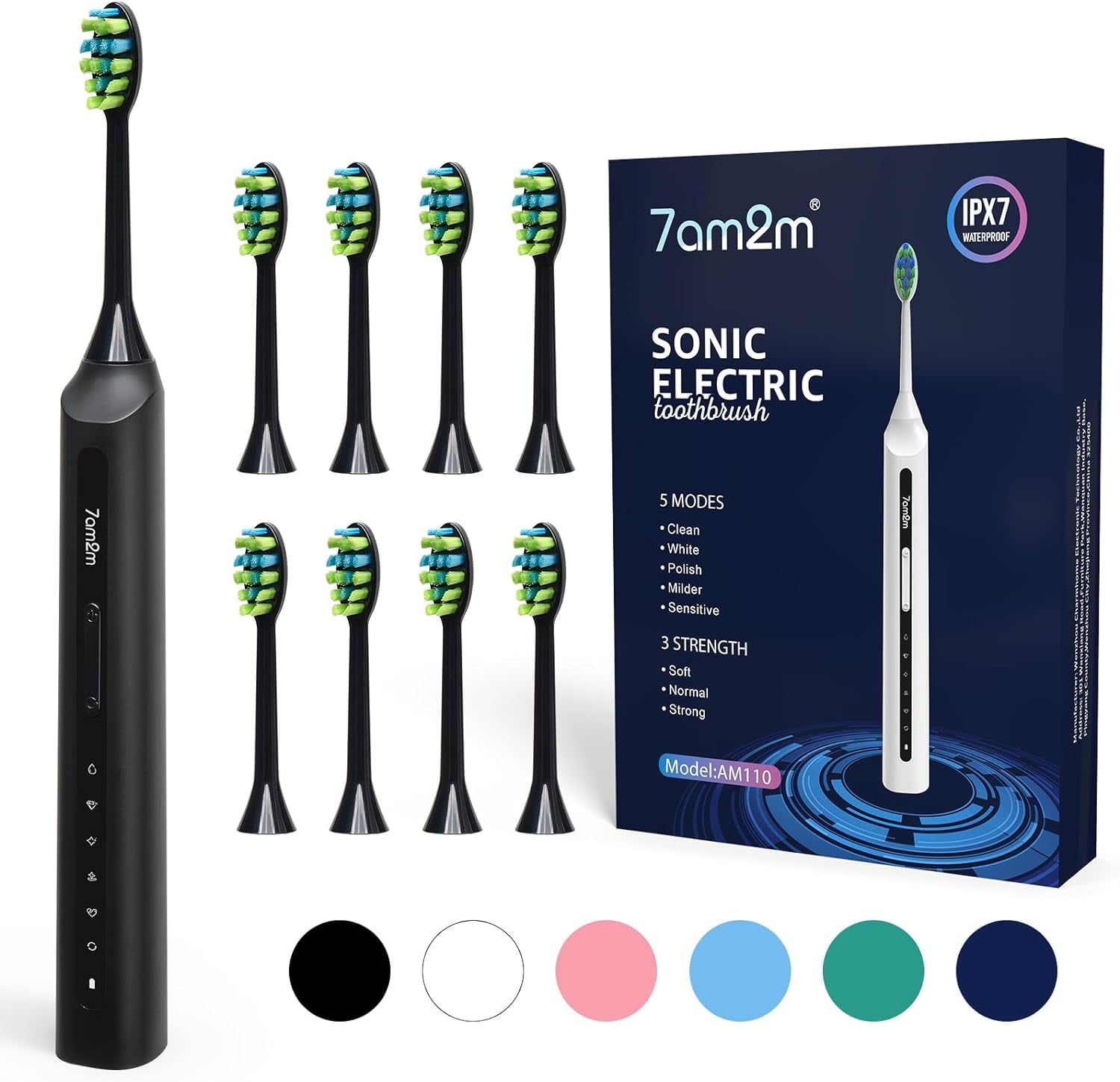 7AM2M Sonic Electric Toothbrush, High Power Rechargeable Toothbrushes ...