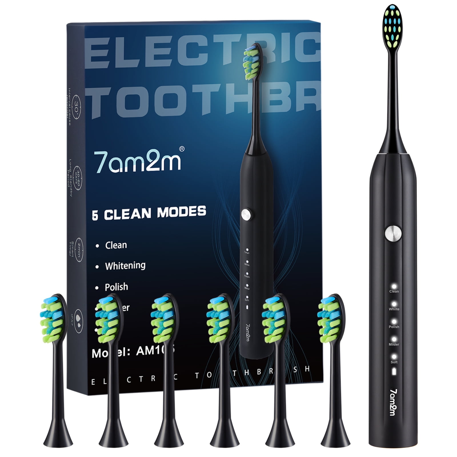 7AM2M Sonic Electric Toothbrush for Adults and Kids,One Charge for 90 ...