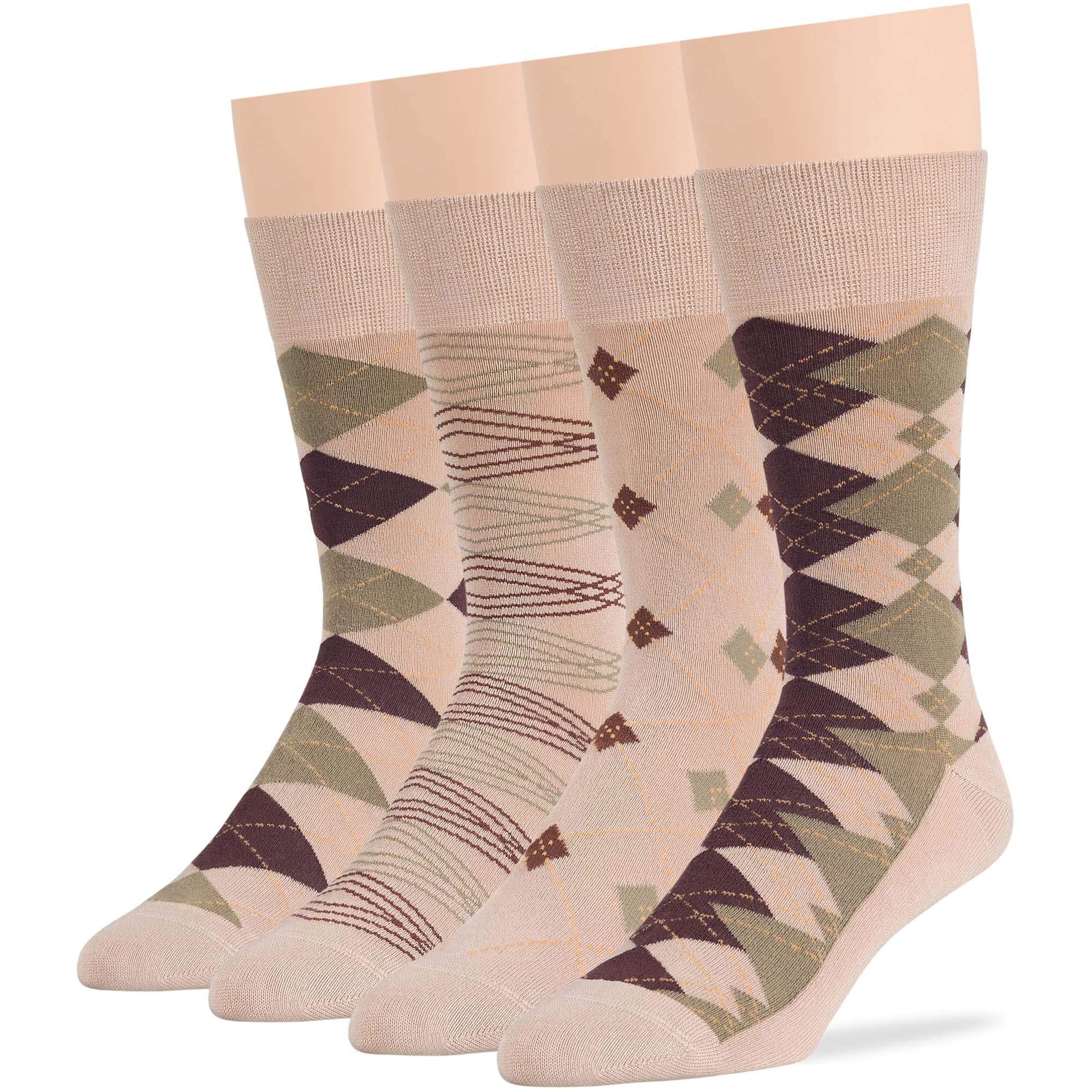 7BIGSTARS KINGDOM Men Bamboo Dress Crew Sock - 4 Pack - Argyle ...