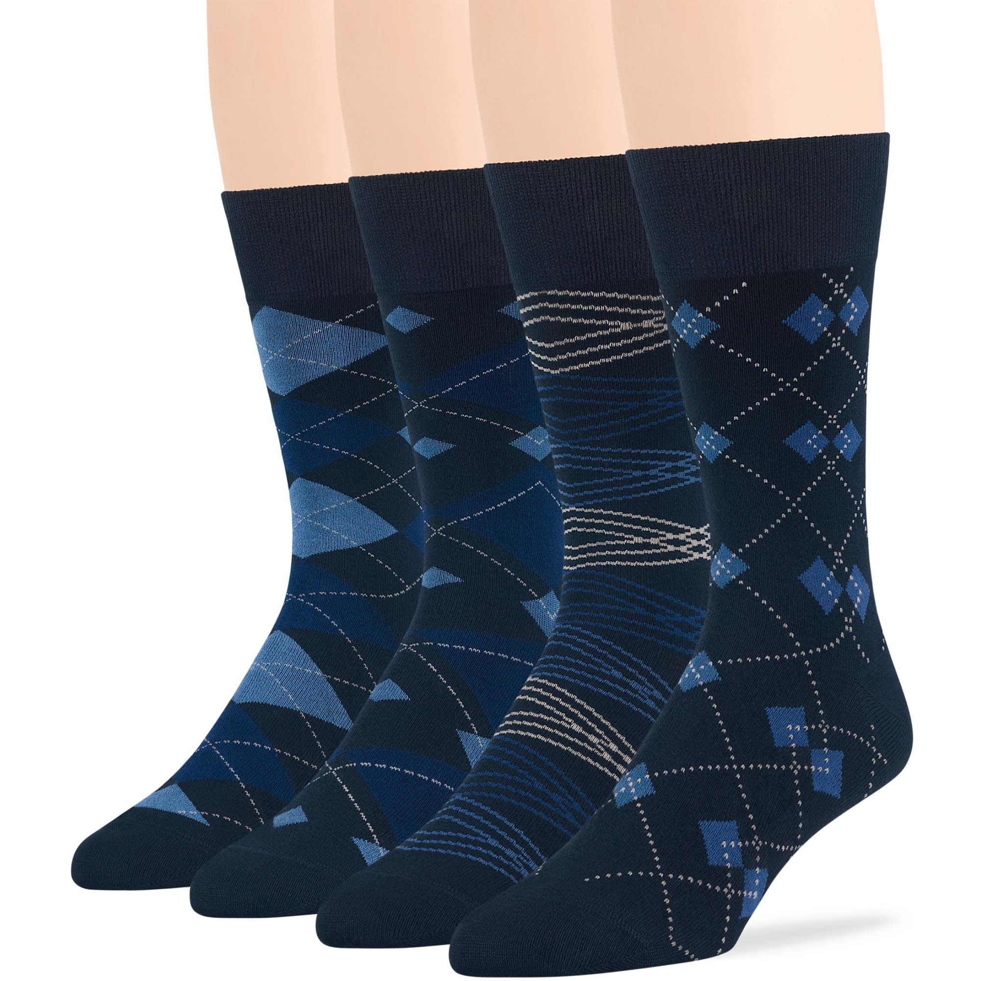 7BIGSTARS KINGDOM Men Bamboo Patterned Dress Crew Sock - 4 Pack ...