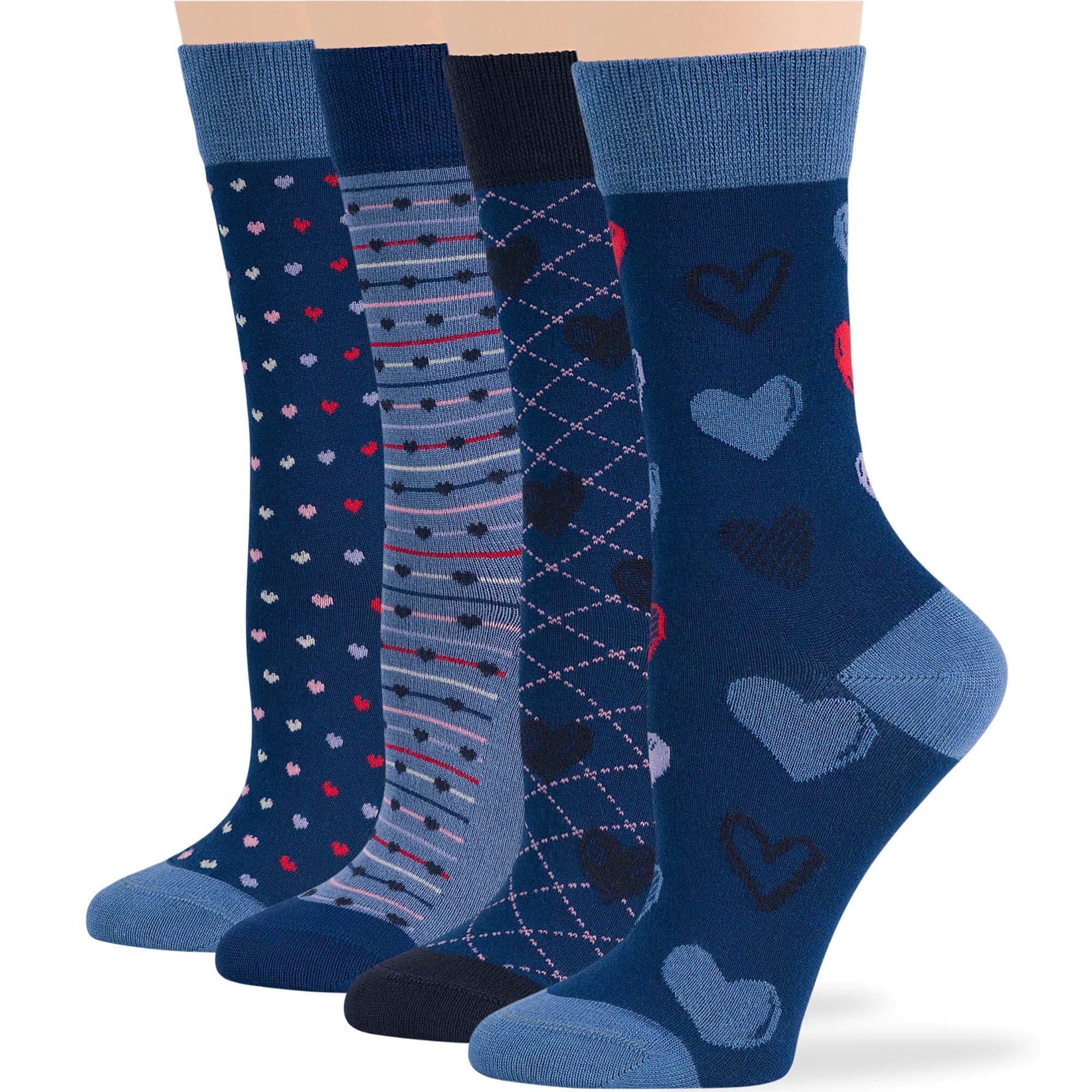 7BIGSTARS KINGDOM Women Bamboo Fancy Socks - 4 Pack Large - Heart ...