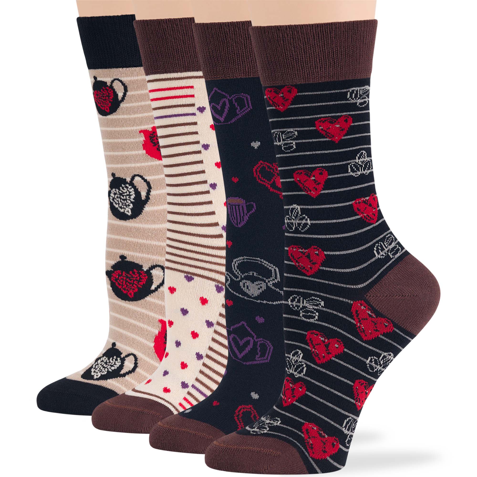 7BIGSTARS KINGDOM Women Bamboo Novelty Socks - 4 Pack Large - Coffee ...