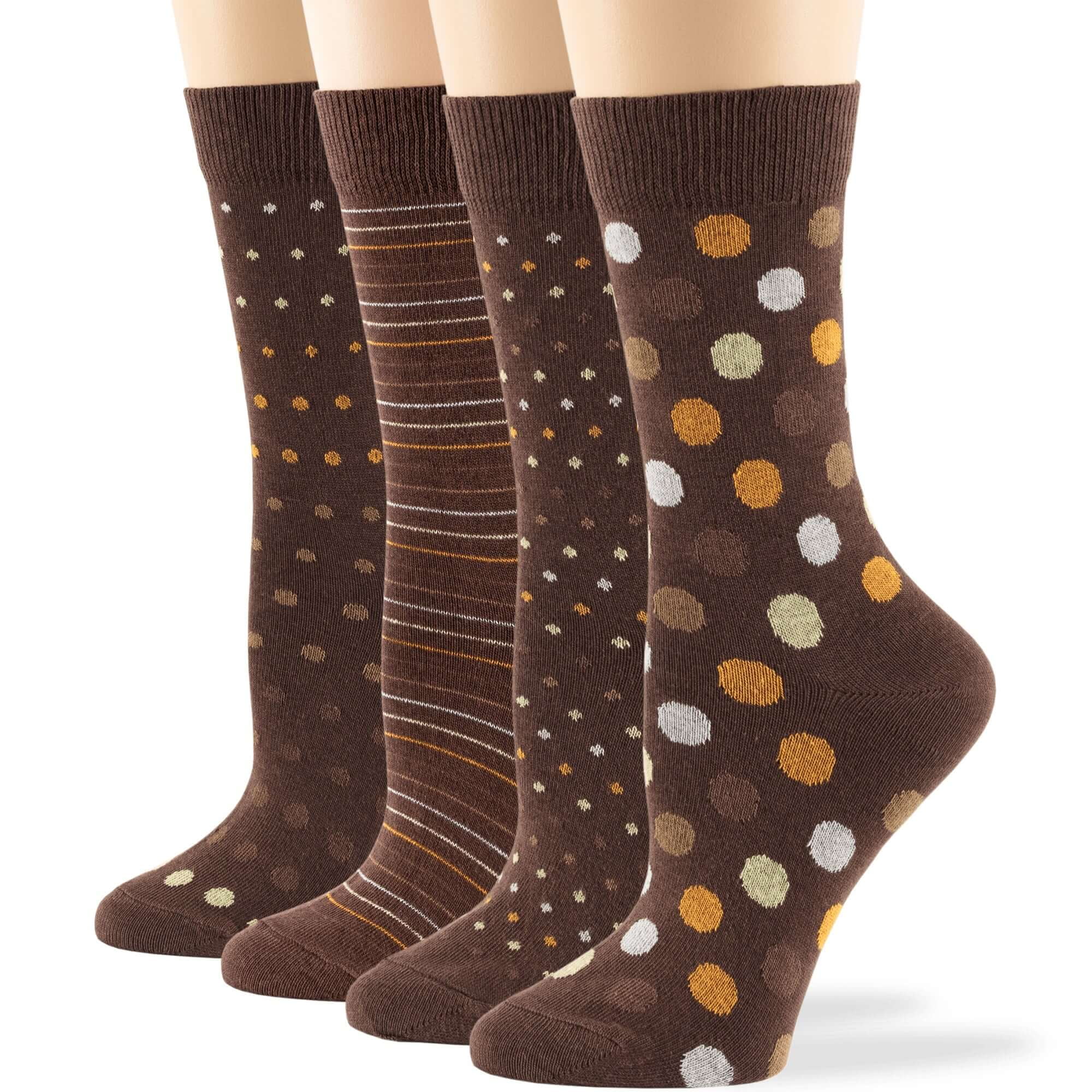 7BIGSTARS KINGDOM Women Cotton Crew Socks - 4 Pack Large - Patterned ...