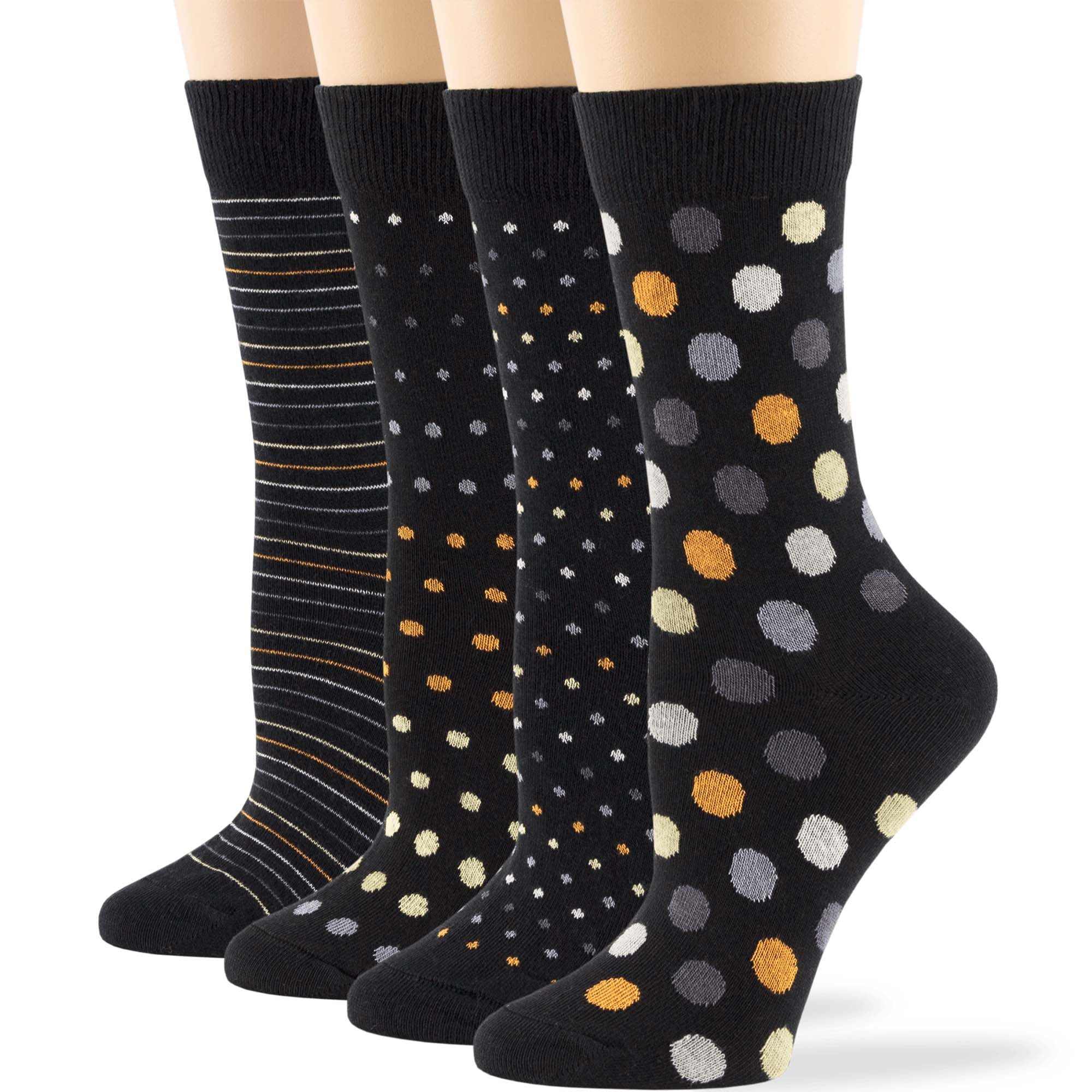 7BIGSTARS KINGDOM Women Cotton Crew Socks - 4 Pack Medium - Striped ...