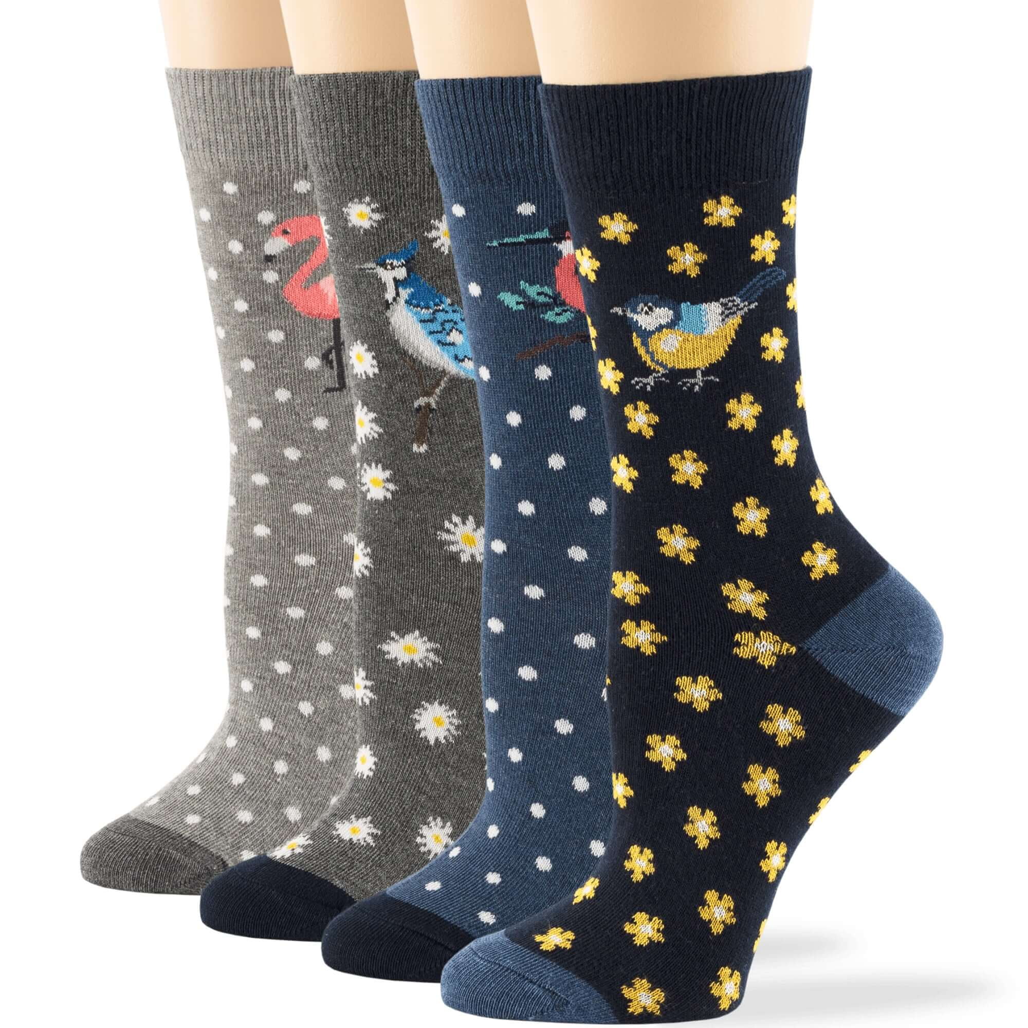 7BIGSTARS KINGDOM Women Dot Flower Socks - 4 Pack Large - Bluebird ...