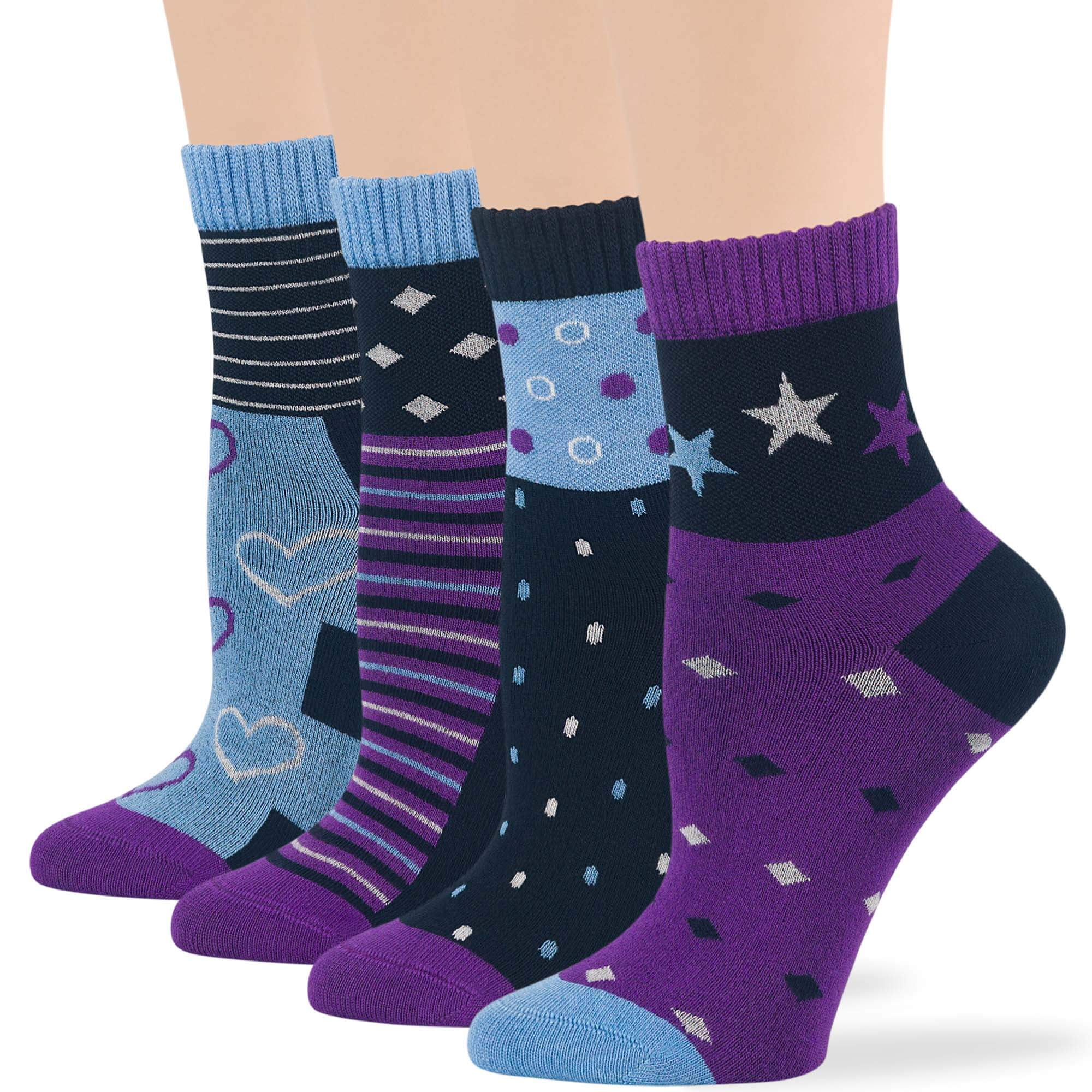 7BIGSTARS KINGDOM Women's Bamboo Diabetic Quarter Fashion Socks - 4 ...