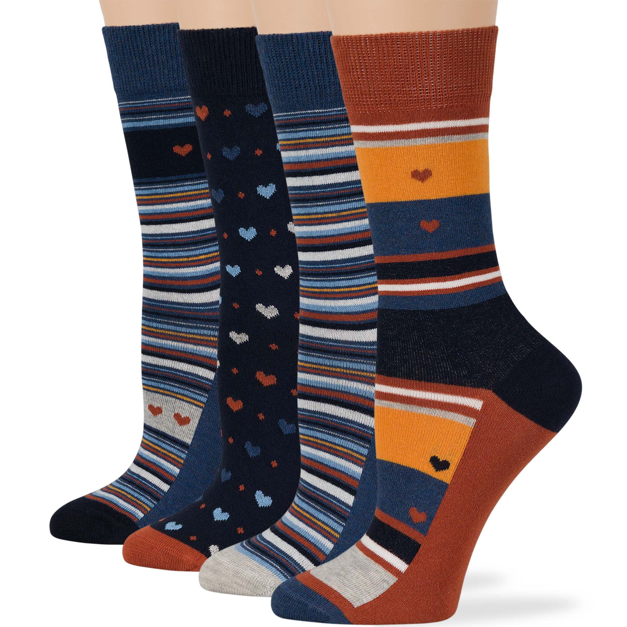 7BIGSTARS KINGDOM Women's Cotton Crew Fashion Socks - 4 Pack Large ...