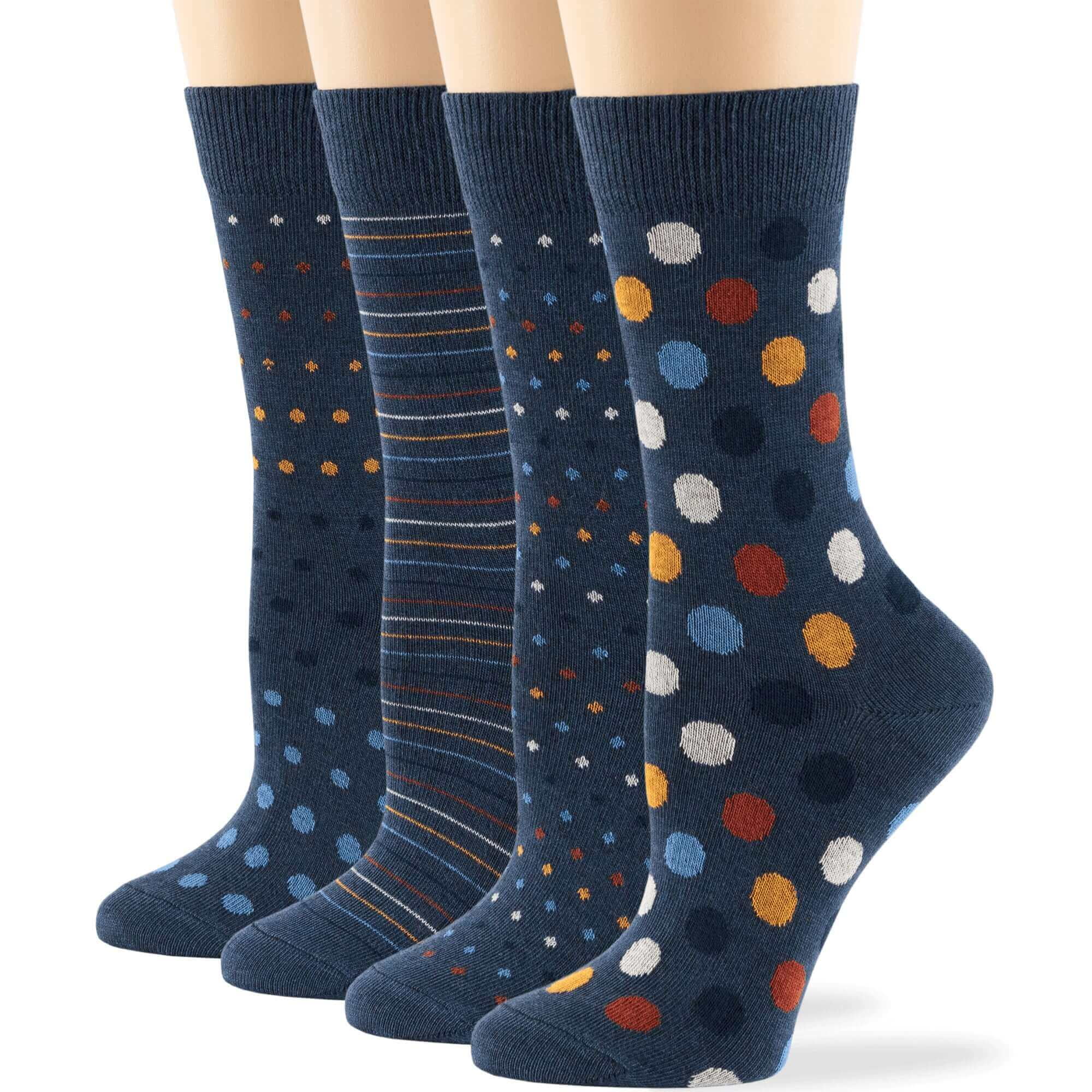 7BIGSTARS KINGDOM Women's Cotton Crew Fashion Socks - 4 Pack Medium ...