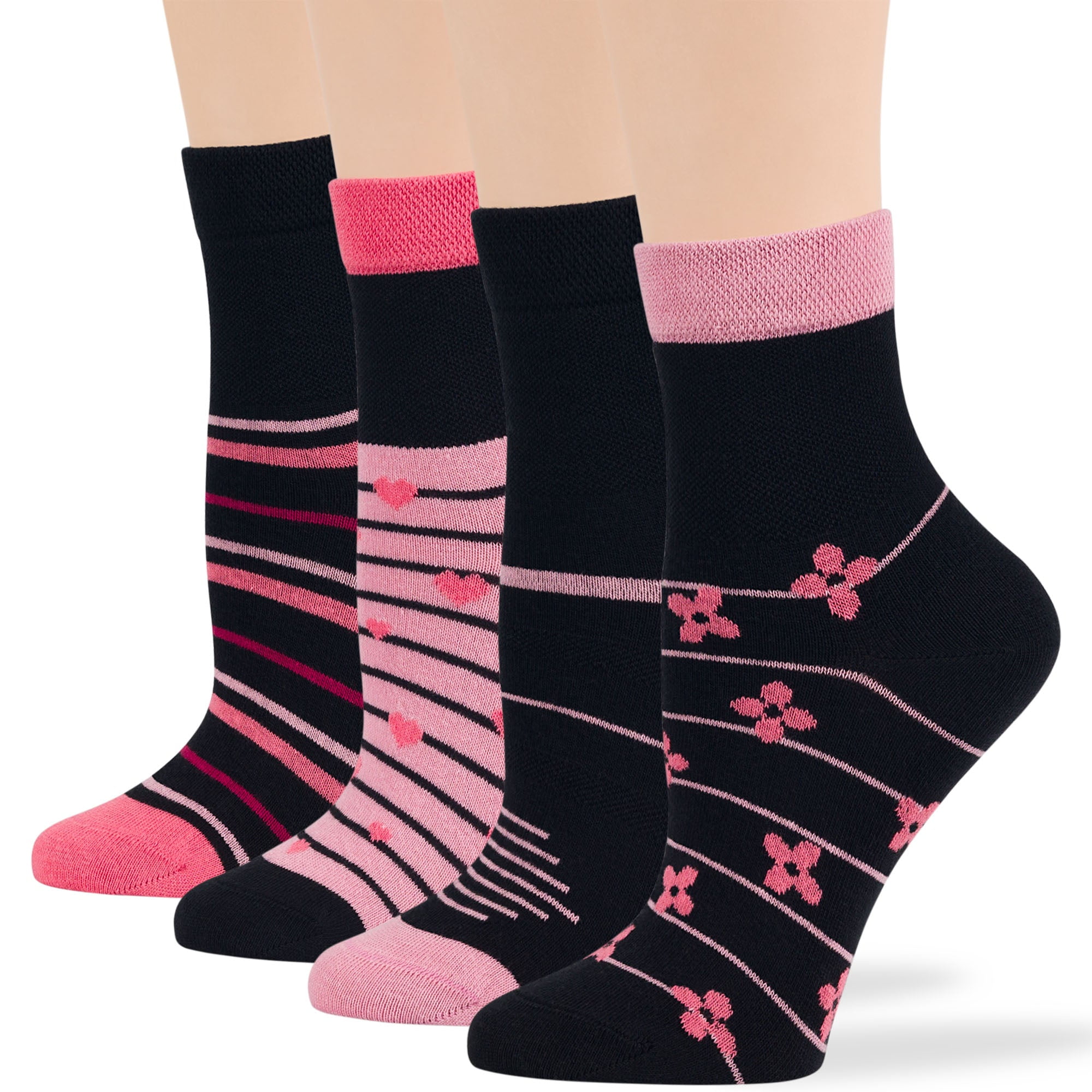 7BIGSTARS KINGDOM Women's Cotton Diabetic Quarter Novelty Socks - 4 ...