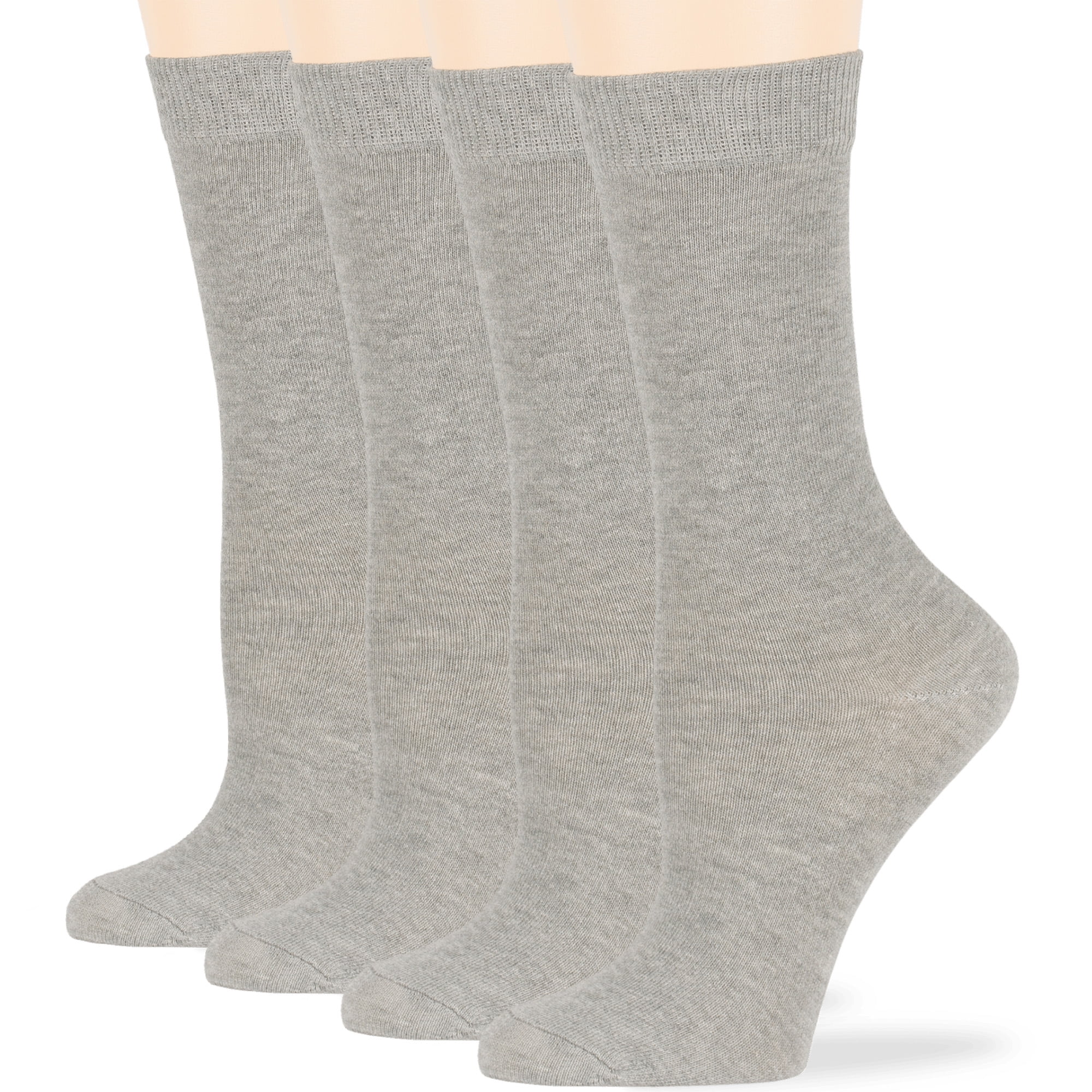 7 BIG STARS Women's Soft Cotton Crew Socks, Bulk Pack of 4, Grey, Size ...