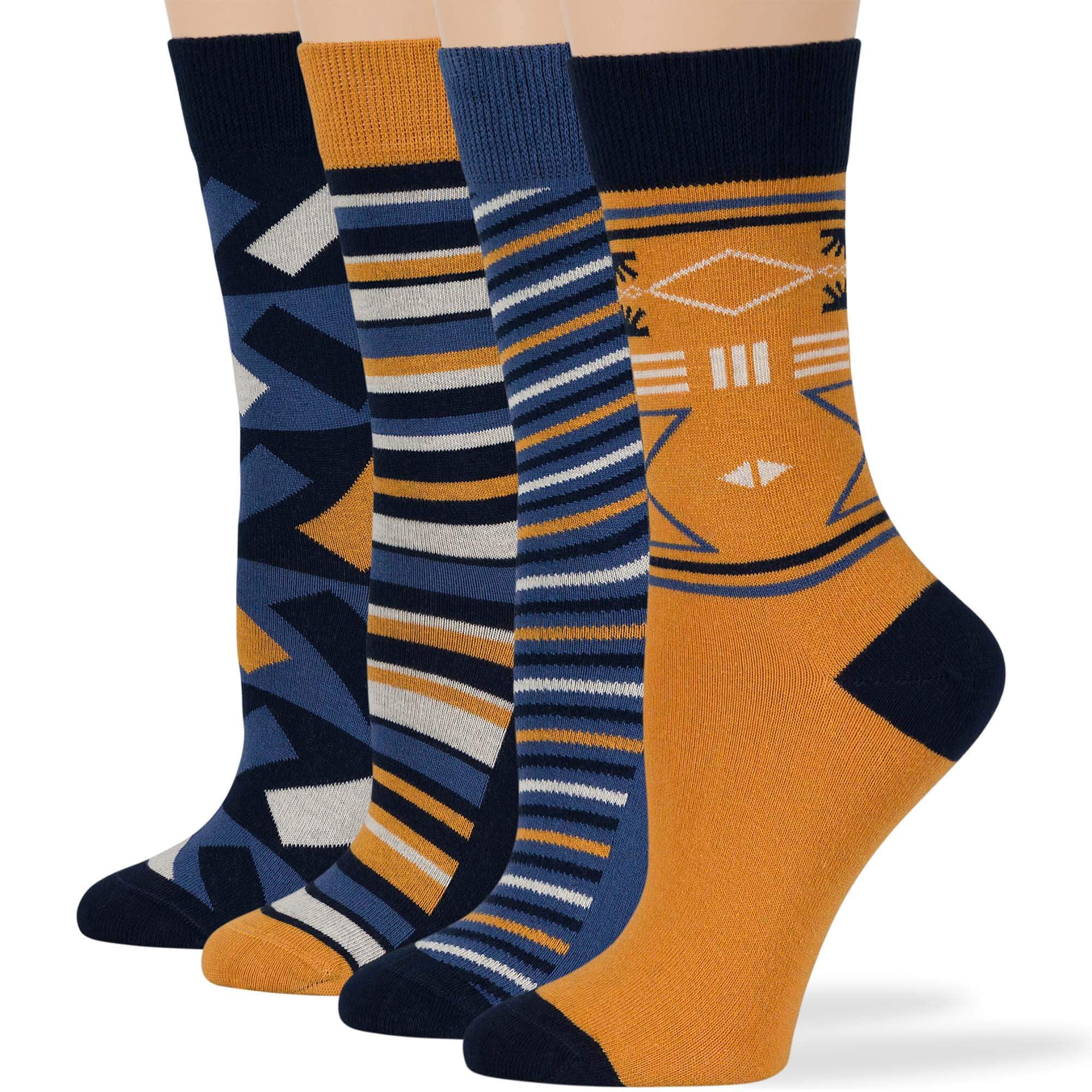 7BIGSTARS KINGDOM Women's Cotton Fun Socks - 4 Pack Large-Indian ...