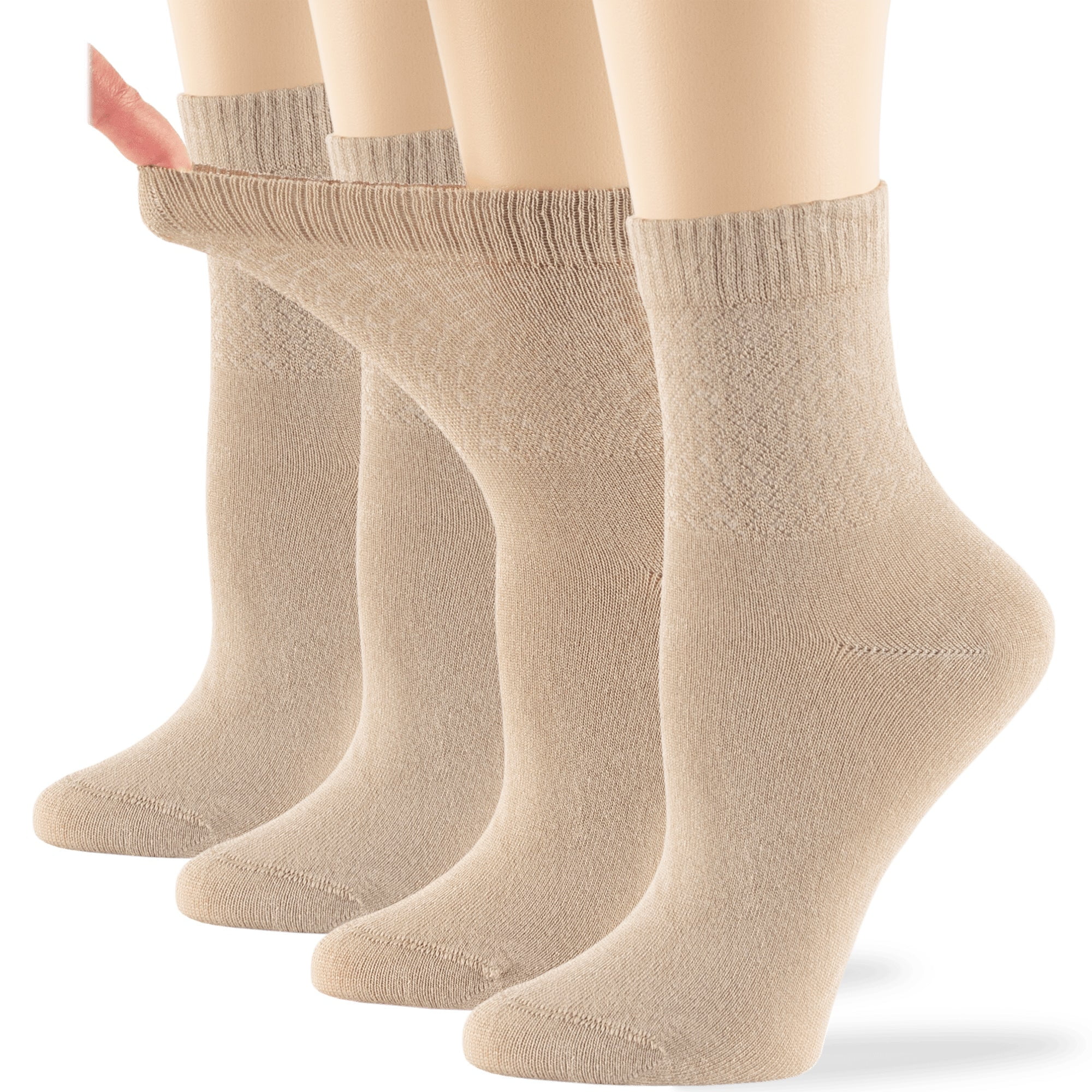 Women's Extra Wide Bamboo Diabetic Ankle Socks, Soft, Seamless, 4 Pack ...