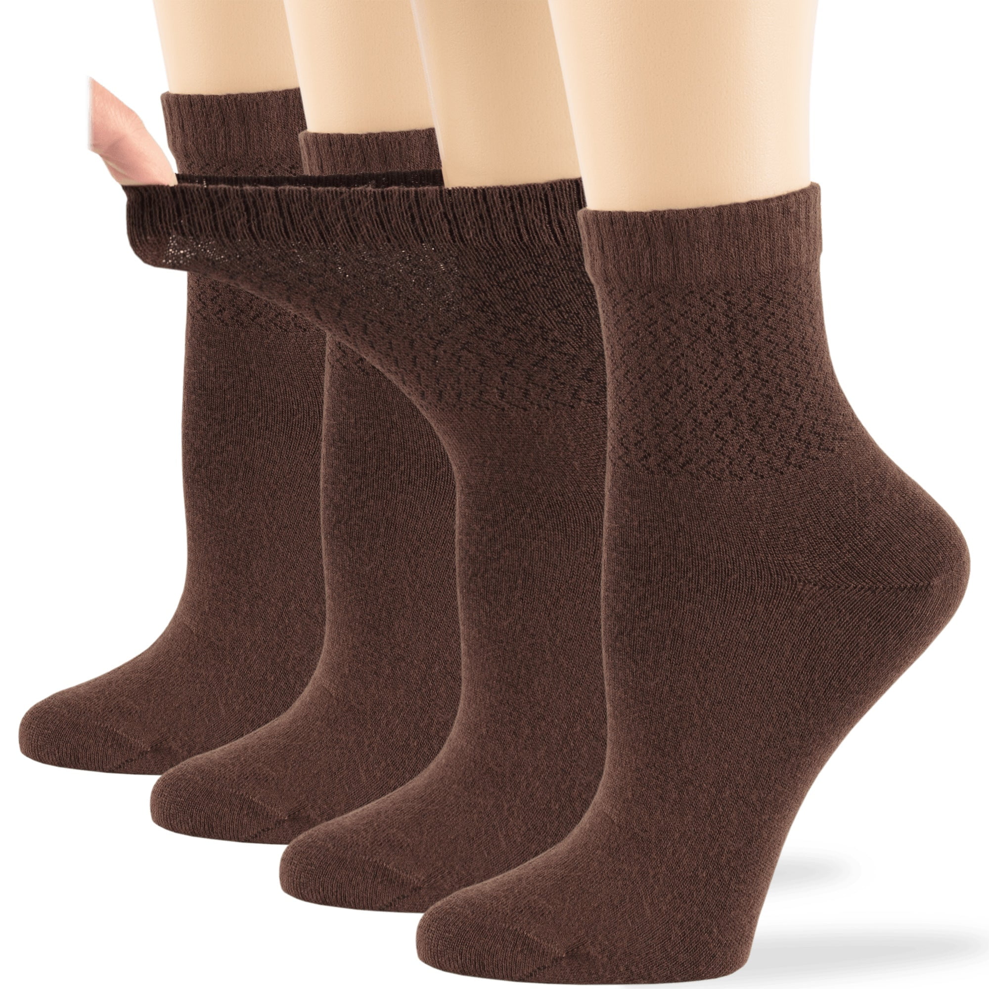 Womens Diabetic Ankle Socks, Extra Wide, Seamless, Non-Binding, 4 Pack ...