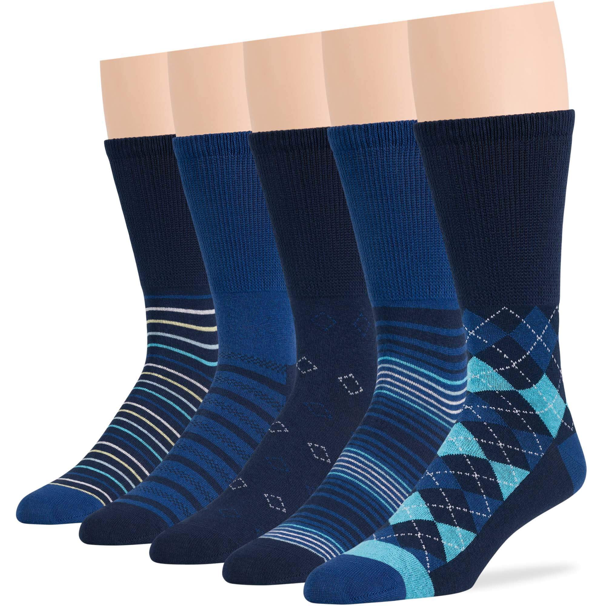 7BigStars Kingdom Men's Diabetic Seamless Cotton Crew Socks - 5 Pack ...
