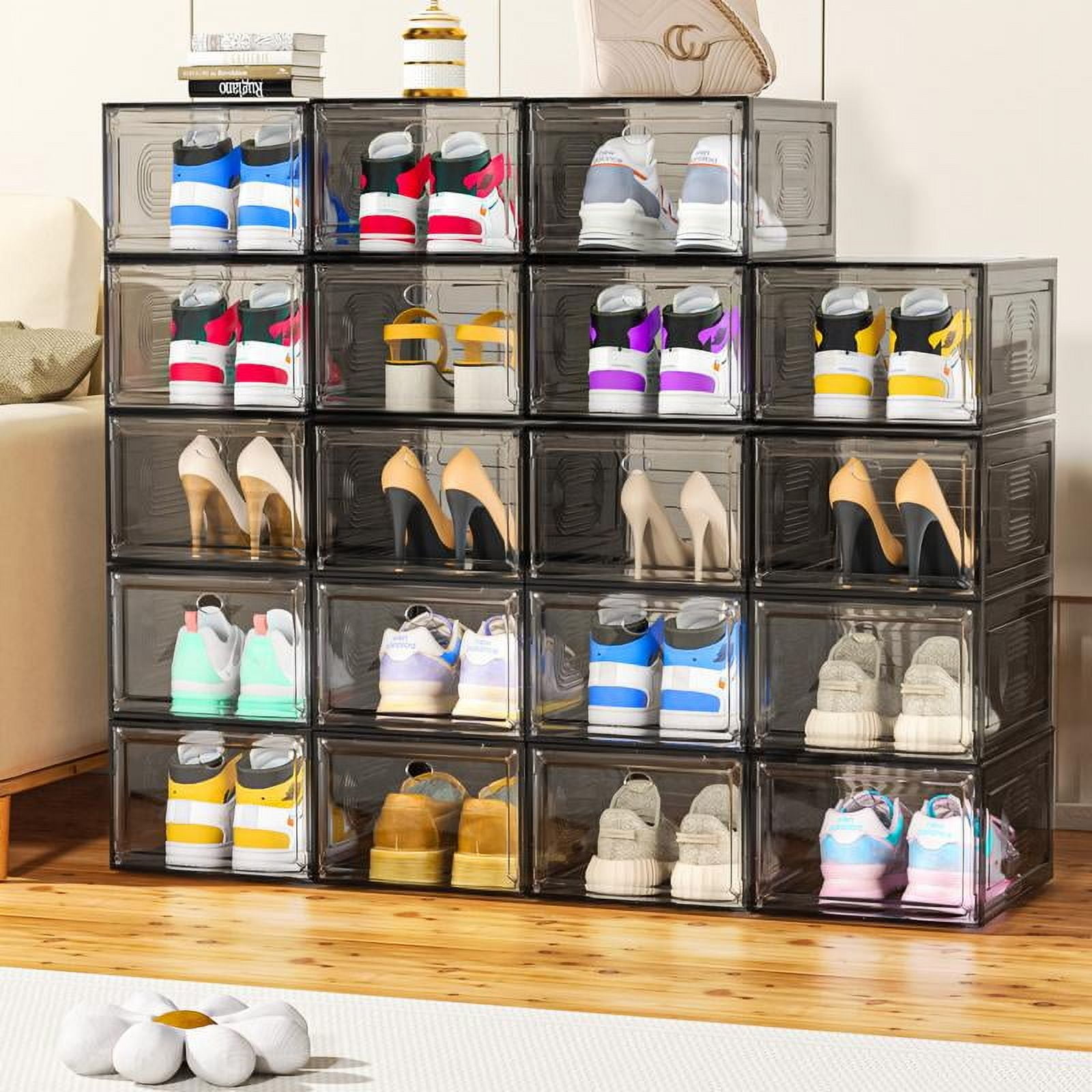7CODE Thicken & Sturdy 6/8/9/10 Pack Thicken Shoe Organizer Stackable ...