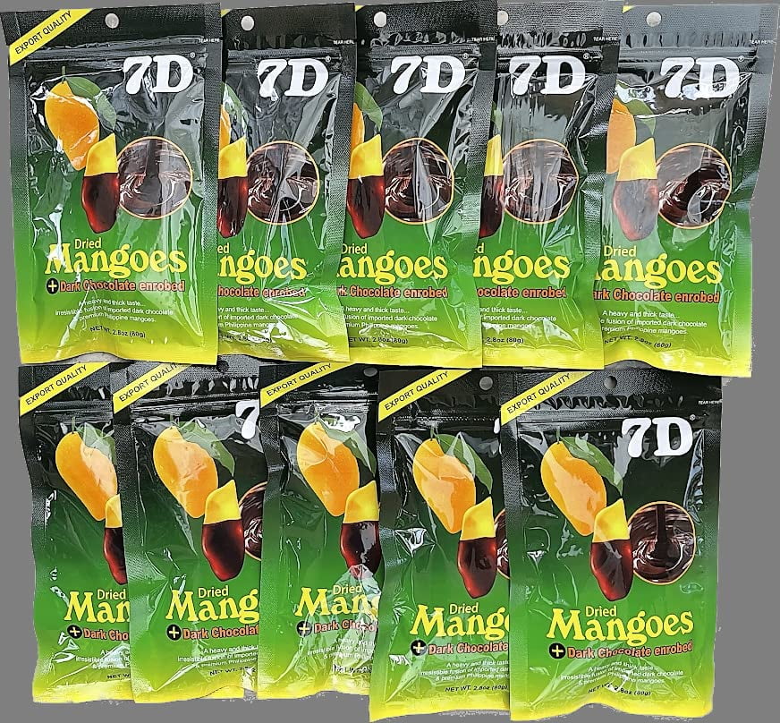 7D Cebu Dried Mangoes Dark Chocolate Dipped (10 packs X 80g) - Walmart.com