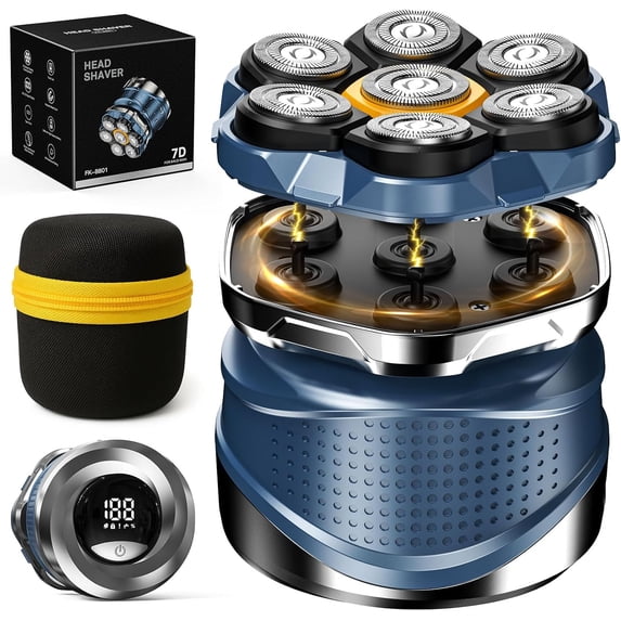 7D Electric Head Shaver for Bald Men, IPX7 Waterproof Floating Rotary ...