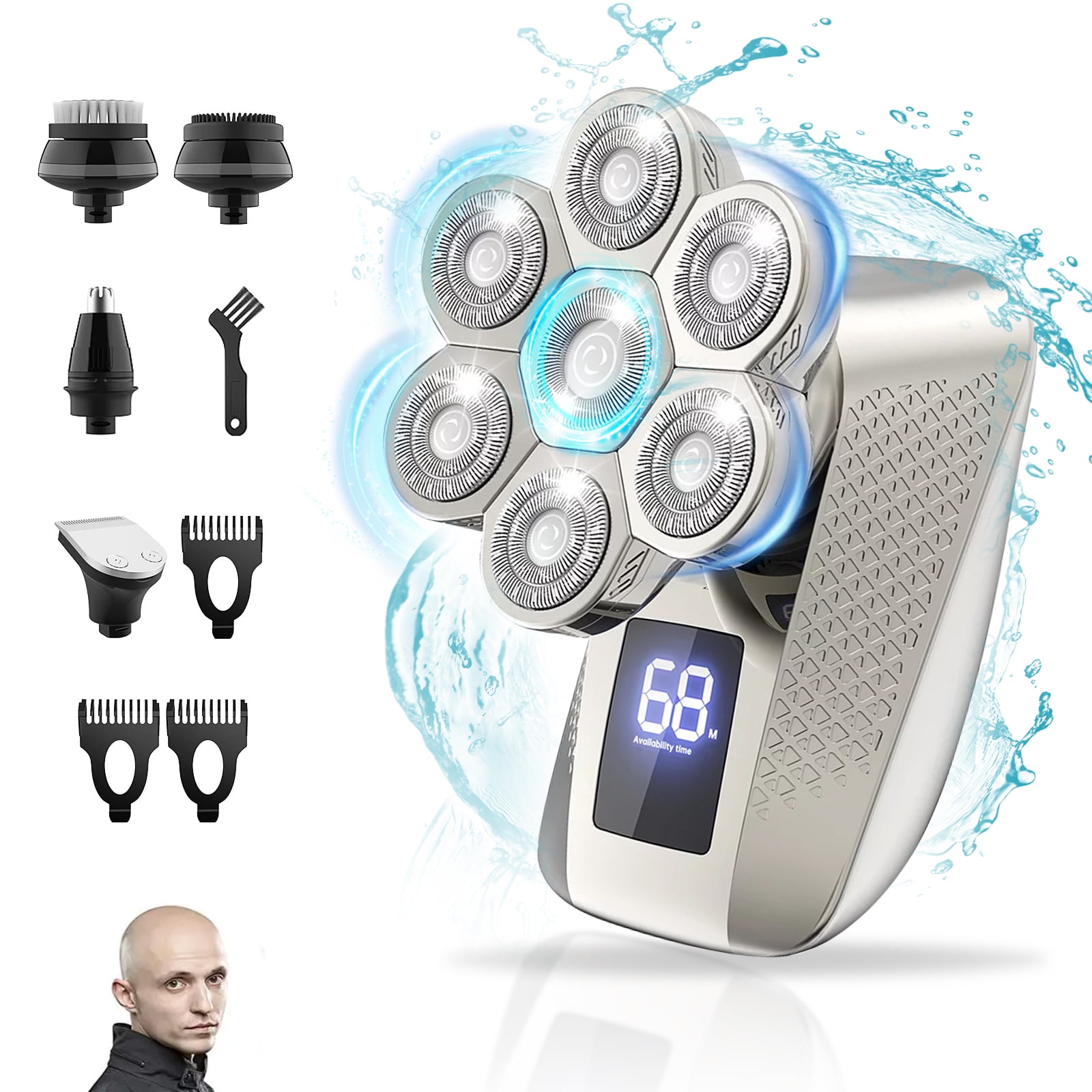 7D Head Shaver for Men, Electric Razor for Bald Men, Cordless IPX6 ...