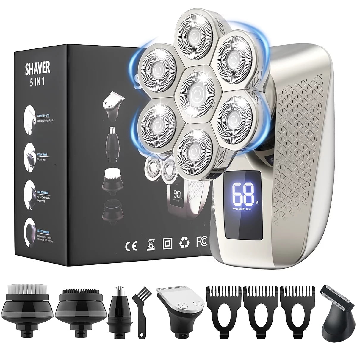 7D Head Shavers for Bald Men, Vanlec 5-in-1 Head Shaving Kit ...