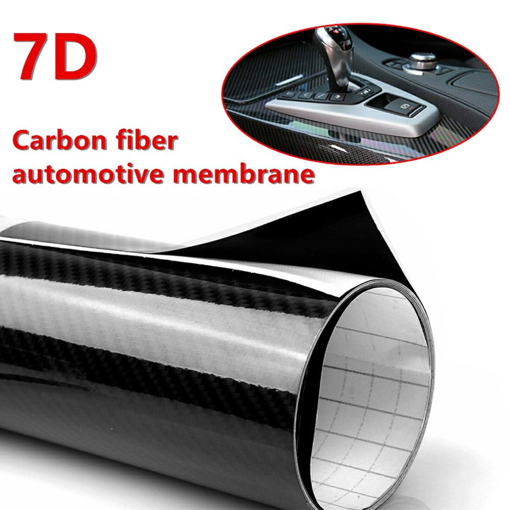 7D High Gloss Black Carbon Fiber Vinyl Wrap Sticker Decal Film Sheet ...