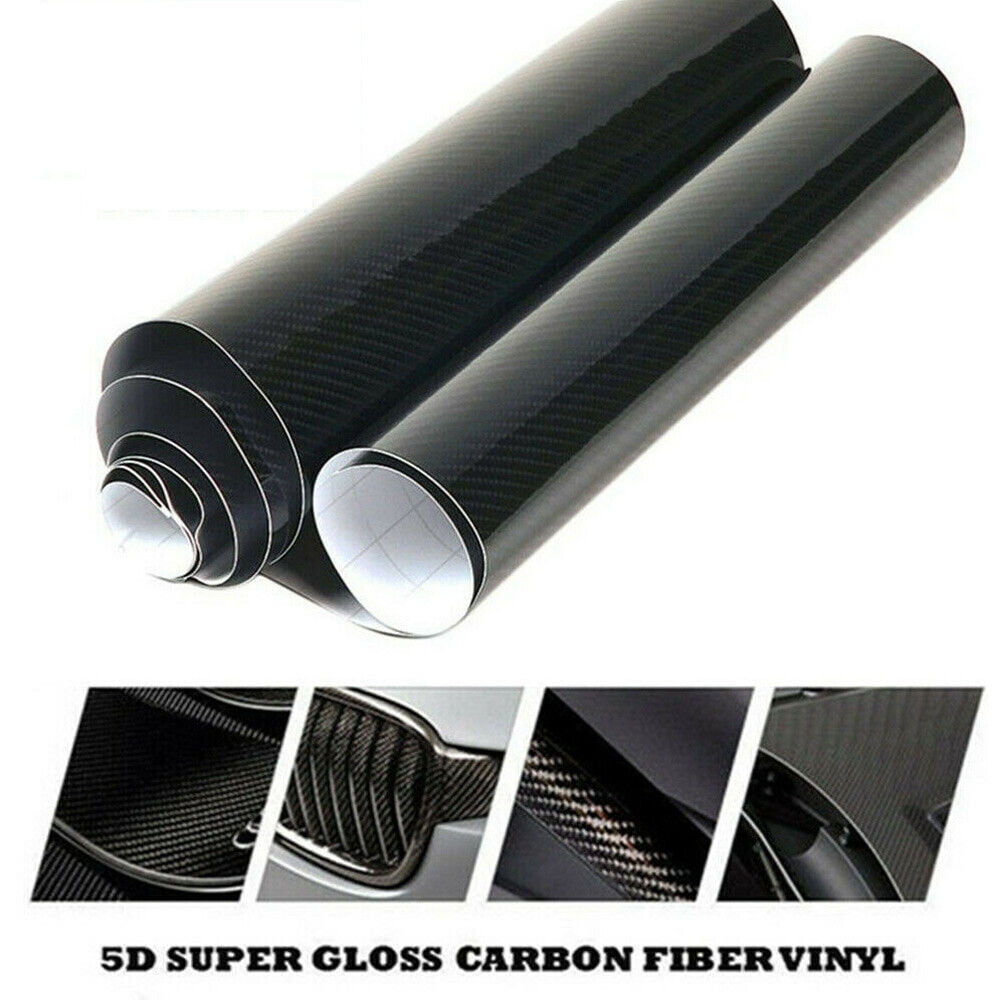 7D Ultra High Glossy Black Carbon Fiber Vinyl Wrap Sticker Decal Air ...