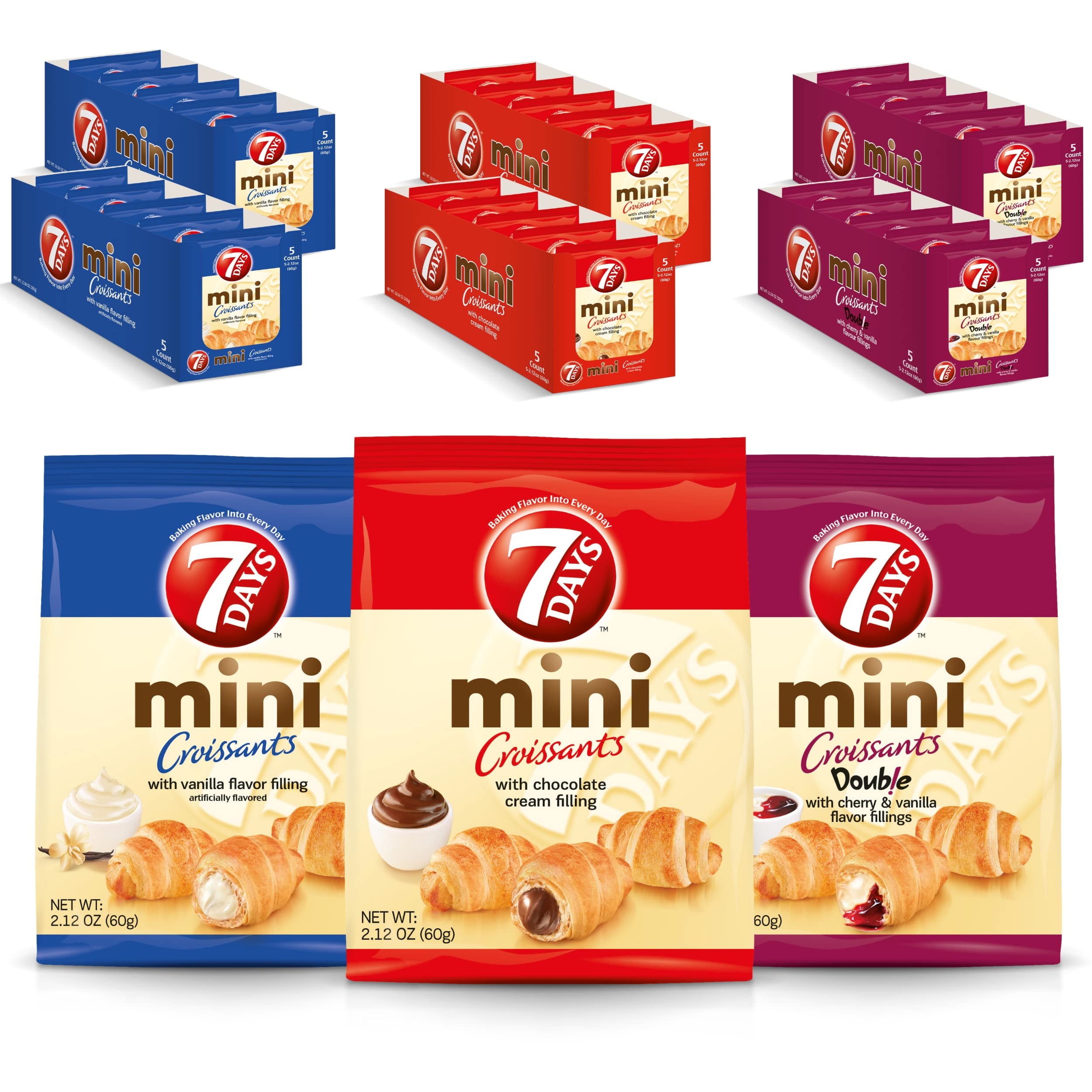 7Days Mini Croissant Pouches, 30-Count Variety: 10 Chocolate, 10 ...