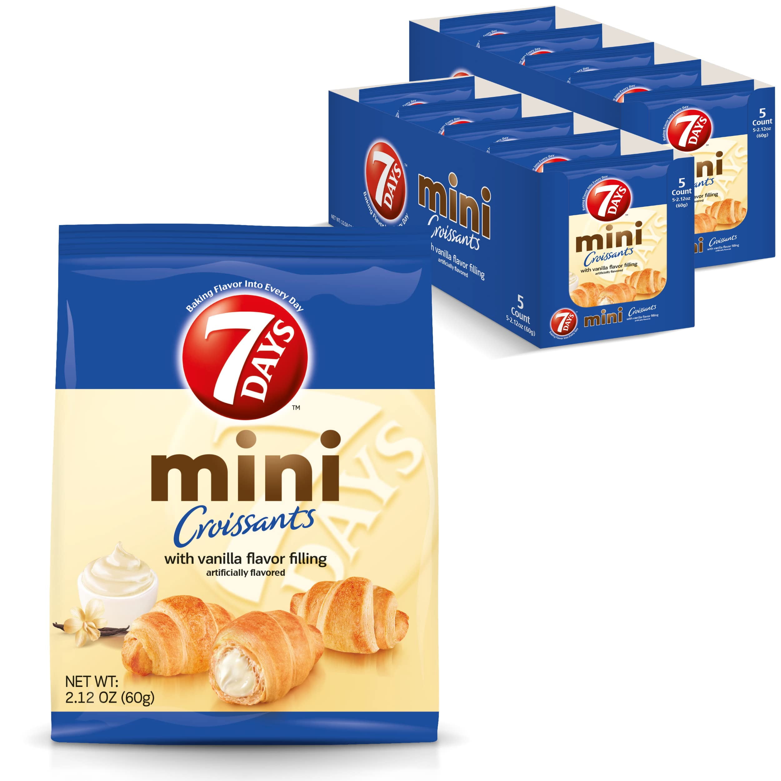7Days Mini Croissant Pouches, Vanilla Filling, Individual Size Snack ...