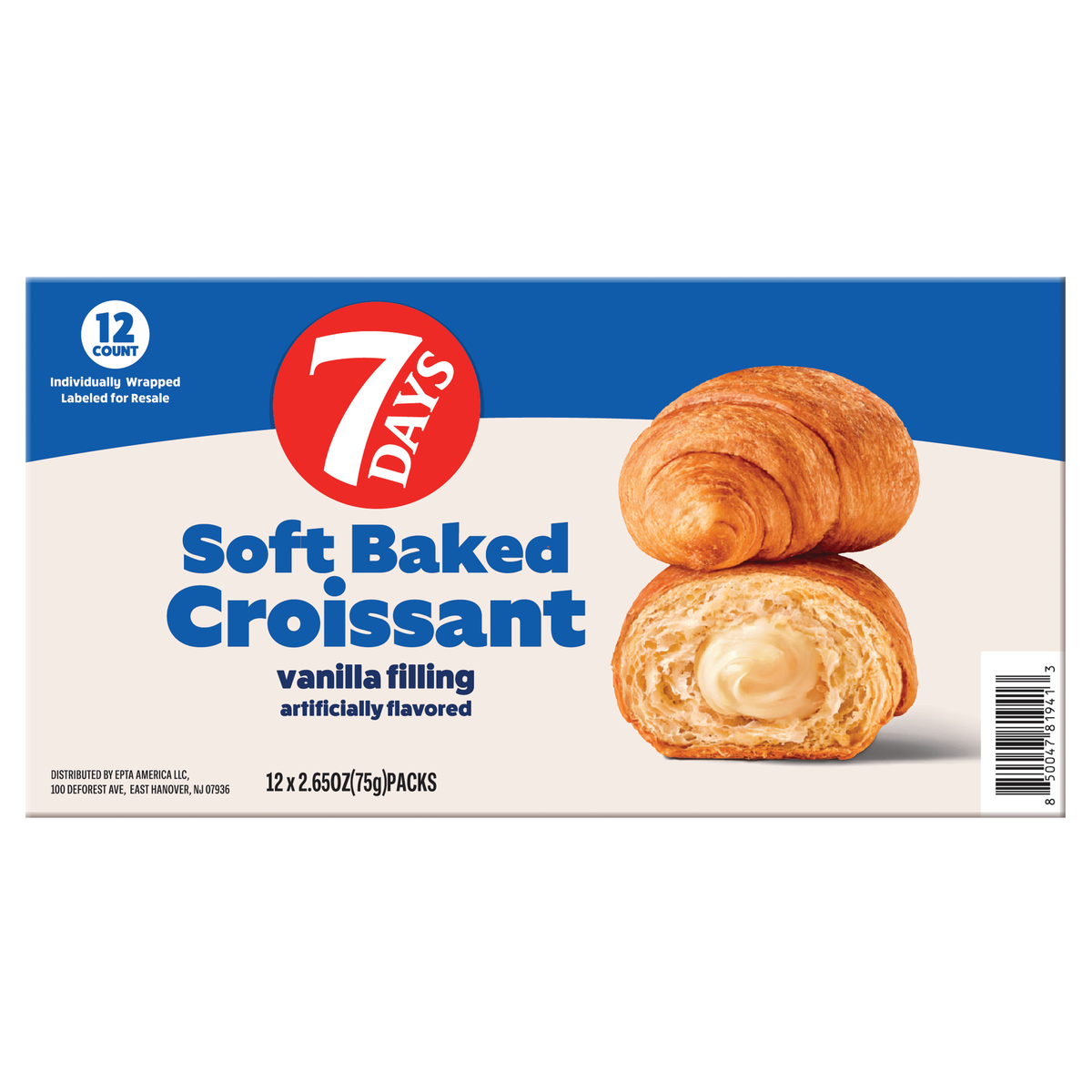 7Days Soft Baked Croissant, Vanilla Filling, 2.65 oz, 12 ct - Walmart.com