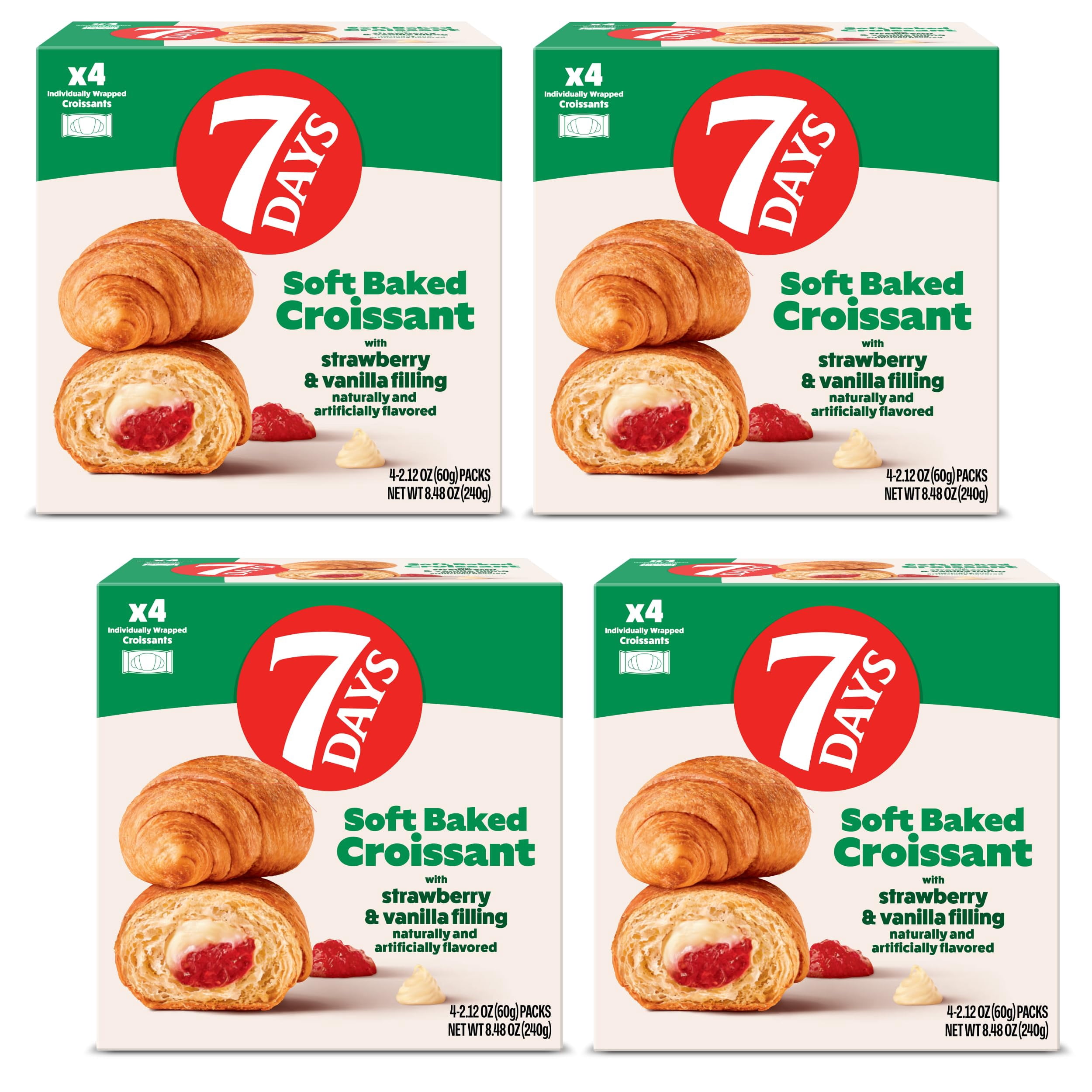 7Days Soft Croissant Multipacks RRF12 (16 Pack), Strawberry Vanilla, 4 ...