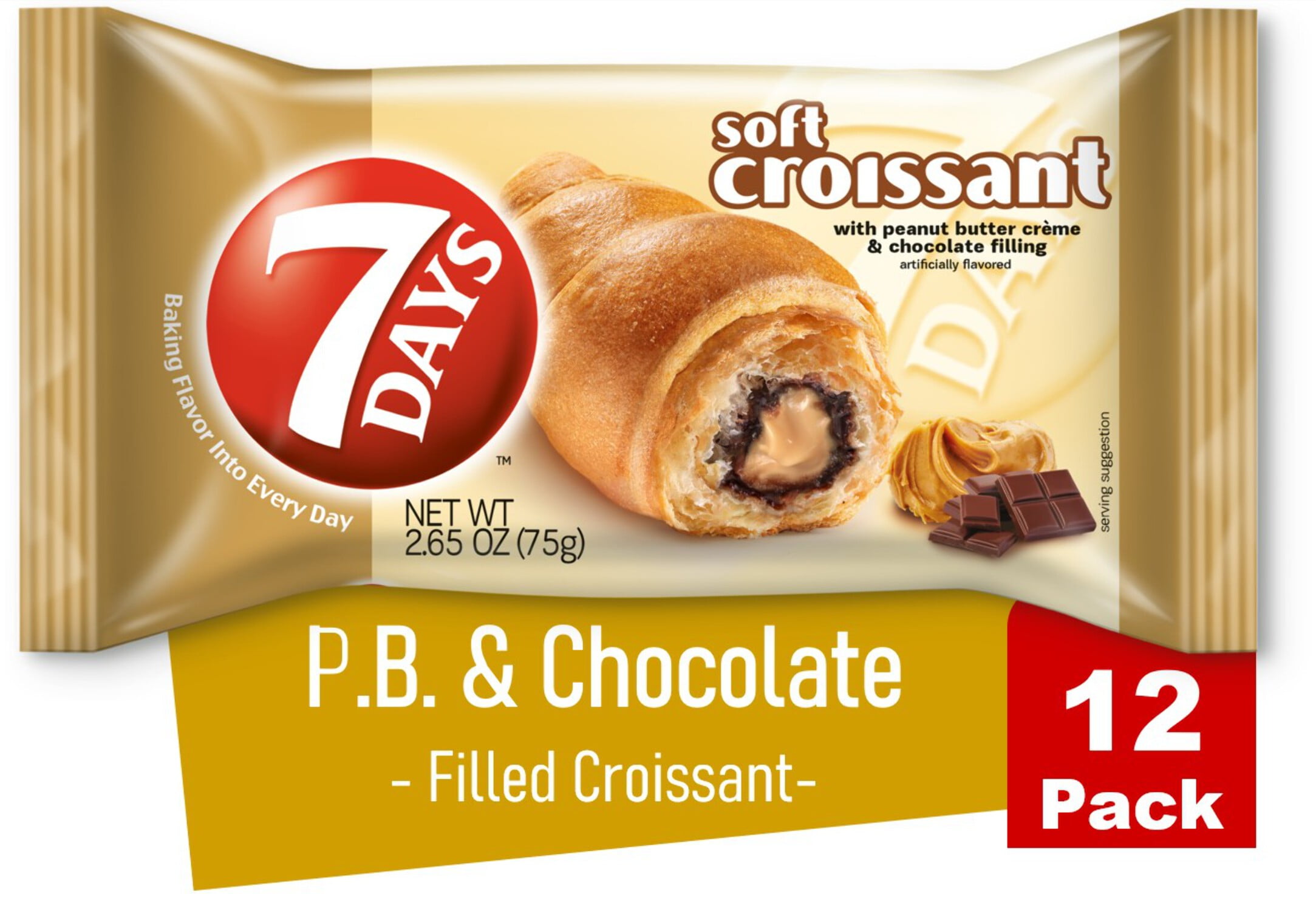 7Days Soft Croissant, Peanut Butter Chocolate (Pack of 12) - Walmart.com