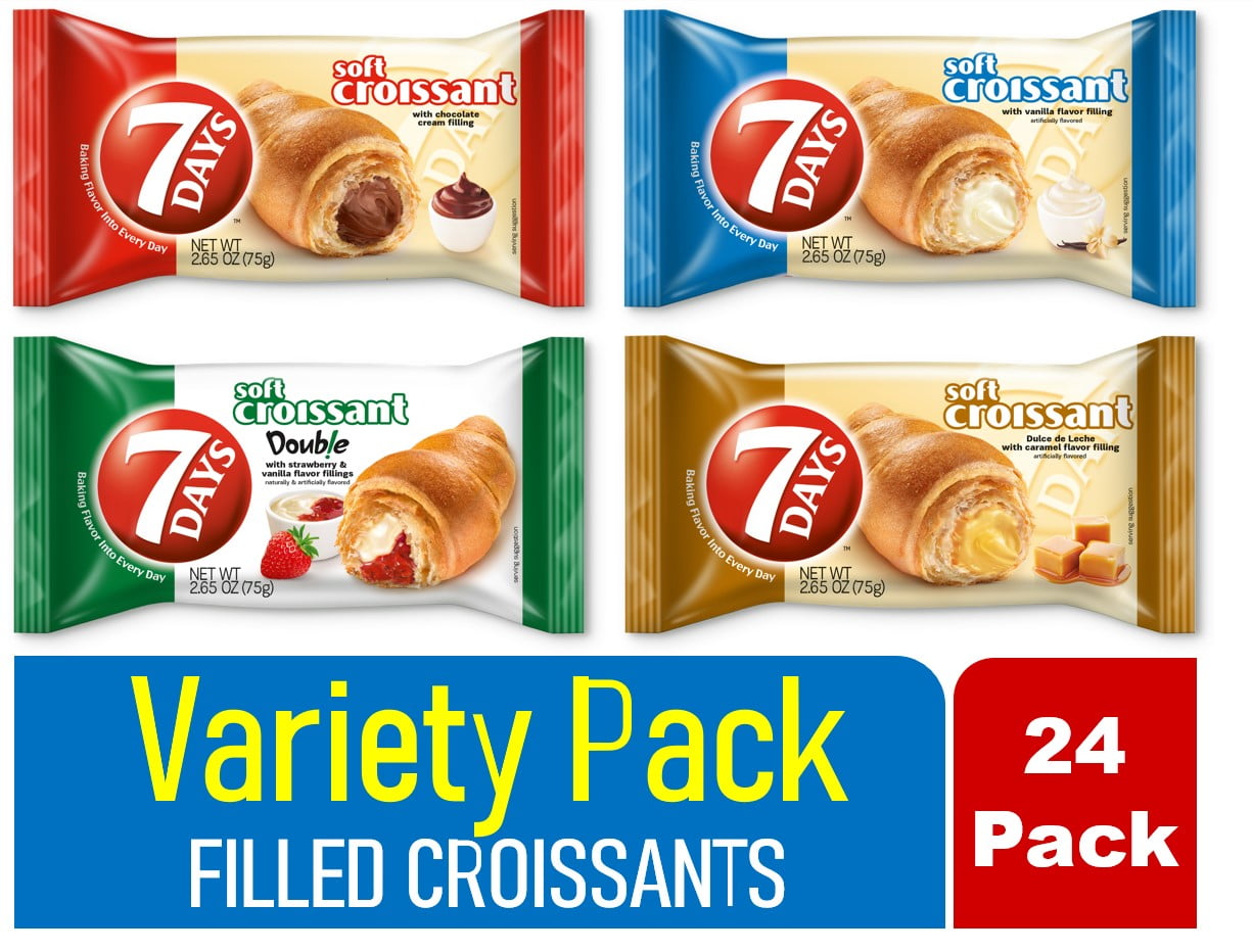7Days Soft Croissant Variety Pack, Chocolate, Vanilla, Strawberry ...