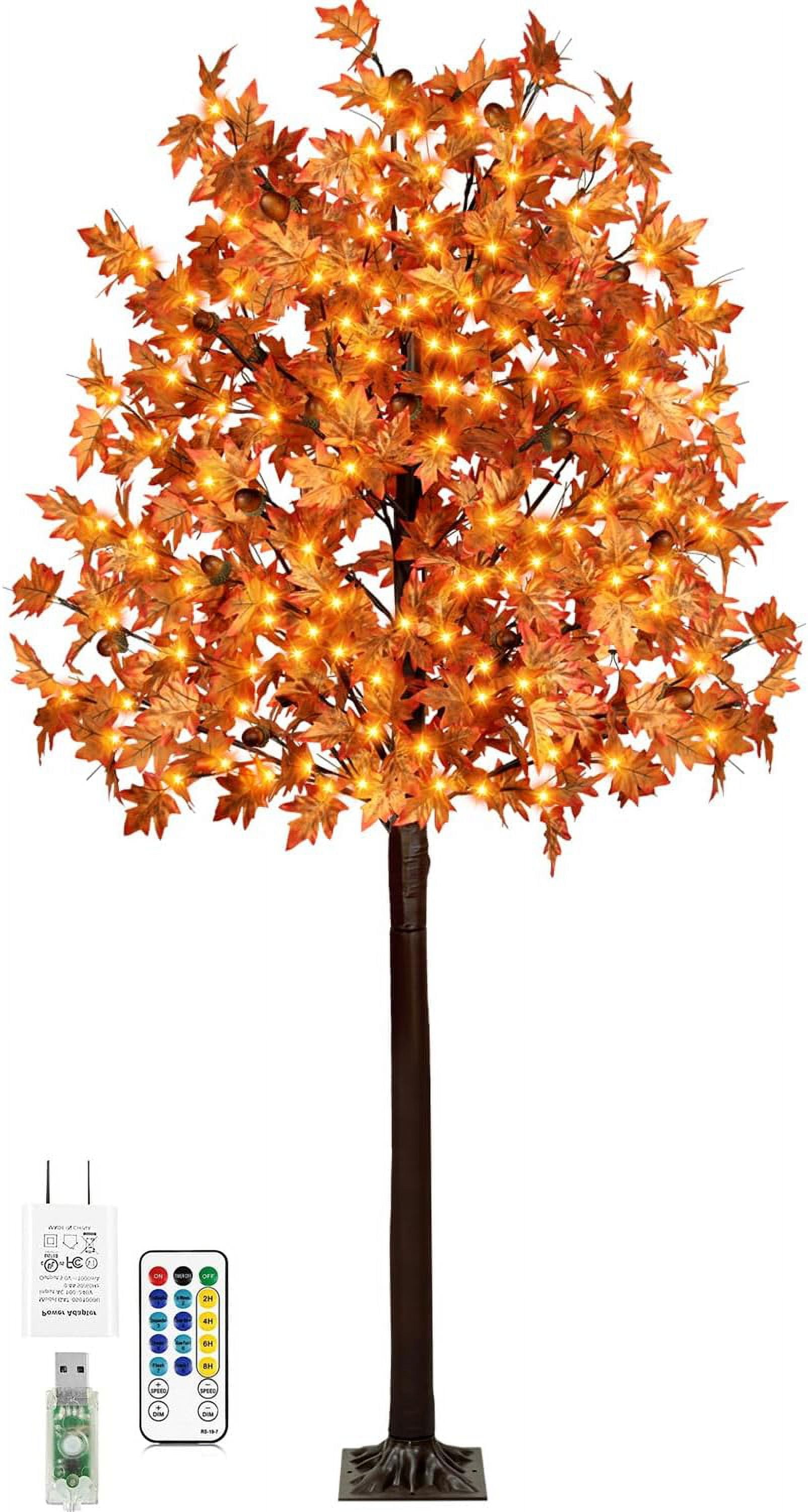 7FT 170 LED Lighted Maple Tree - Thanksgiving Decor Artificial Fall ...