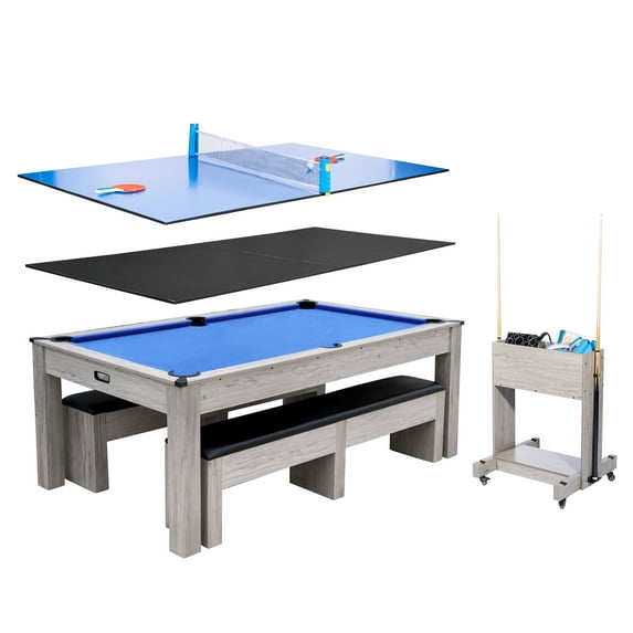 7FT 3-in-1 Pool Table - Convertible Billiard, Dining Table & Ping Pong ...